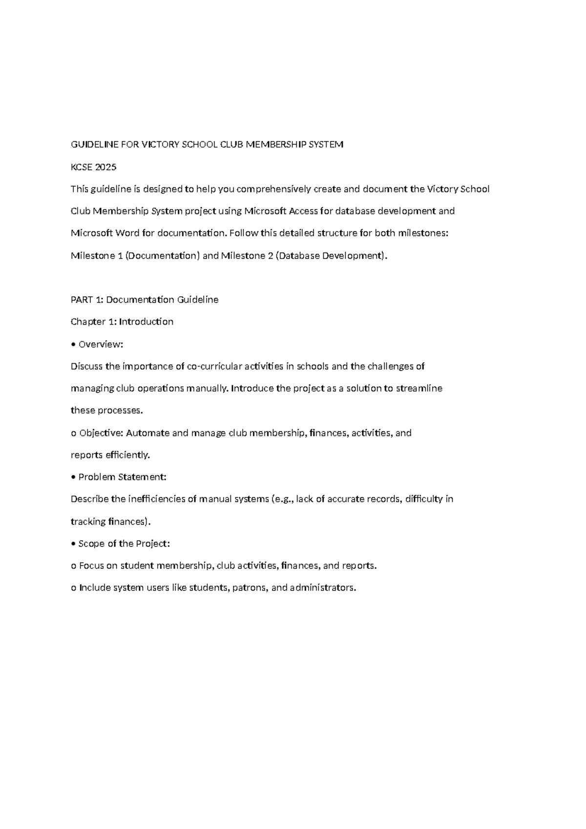 Victory School Club Membership System Guidelines for KCSE 2025 - Studocu