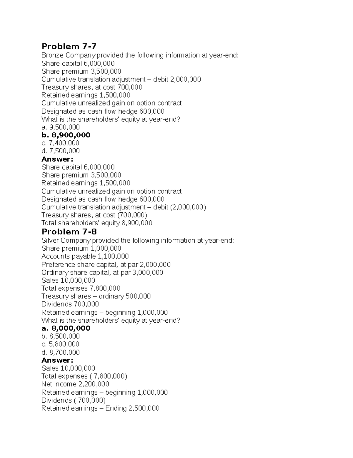 Problem 7 solution - udhsidgsgdiysgfdiyosfdyvsyfdysvfysfydfs - Problem 7- Bronze Company ...