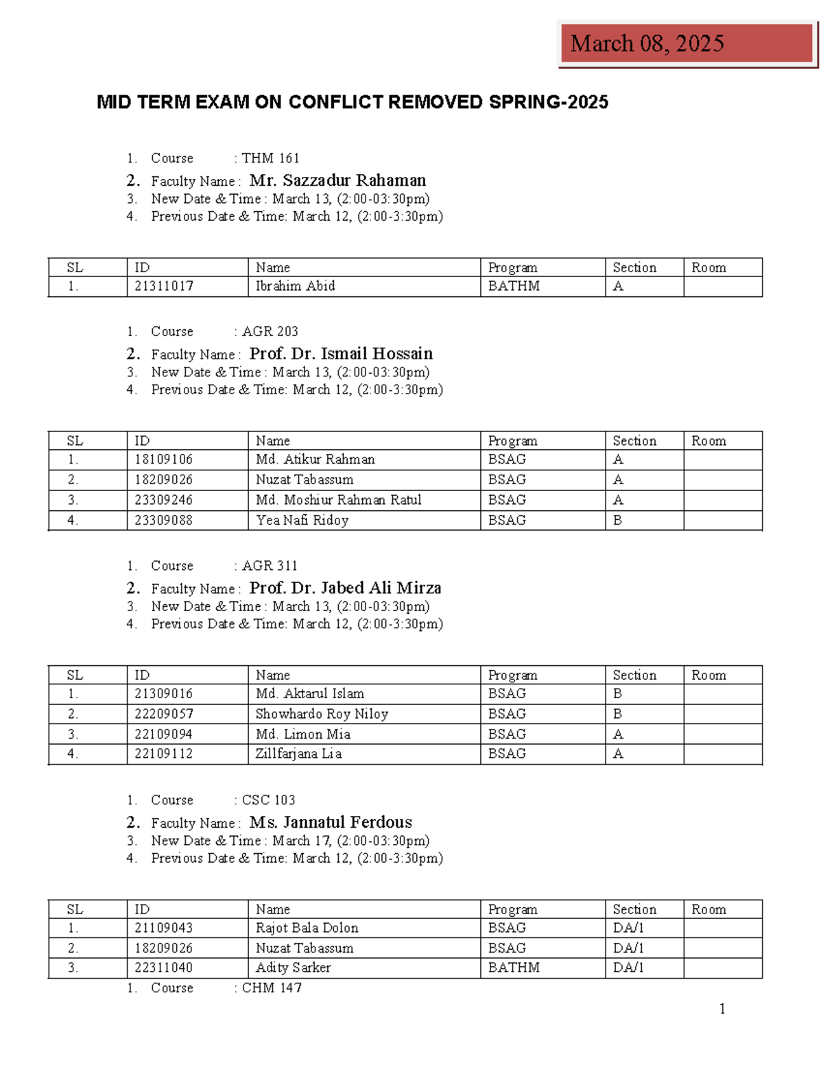 Spring 2025 Mid Term Exam Conflict File 1 - MID TERM EXAM ON CONFLICT ...