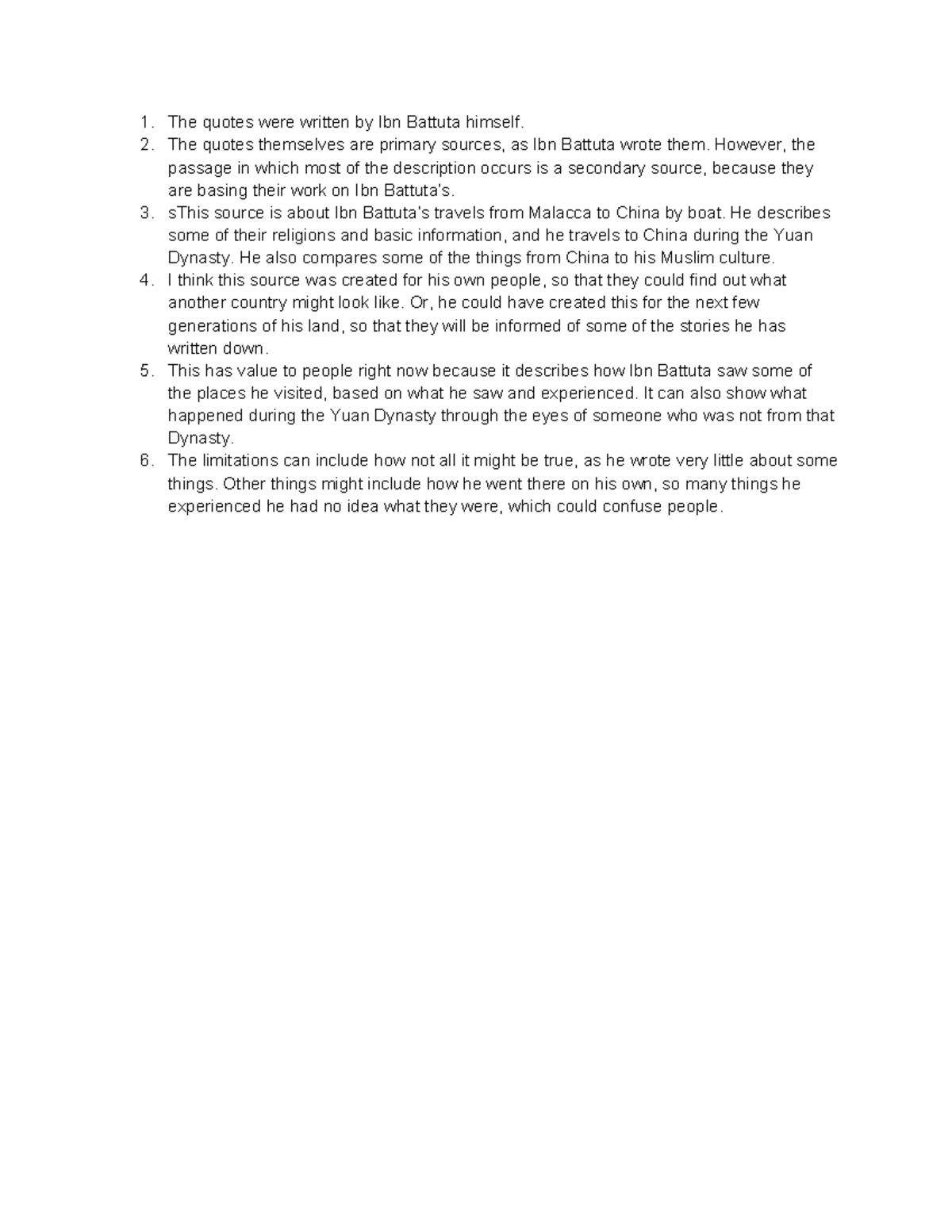SOC 101 - Ibn Battuta's Travels: Primary vs Secondary Sources Analysis ...