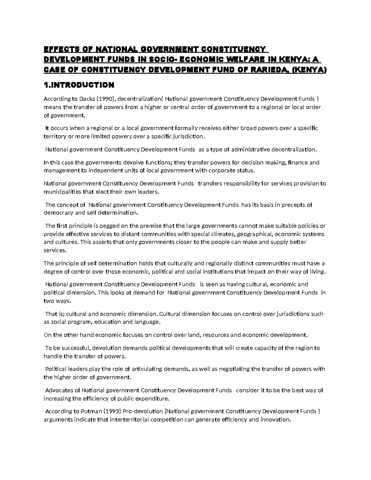 The Impact of Devolved Funding on Socio-Economic Growth in Rarieda ...