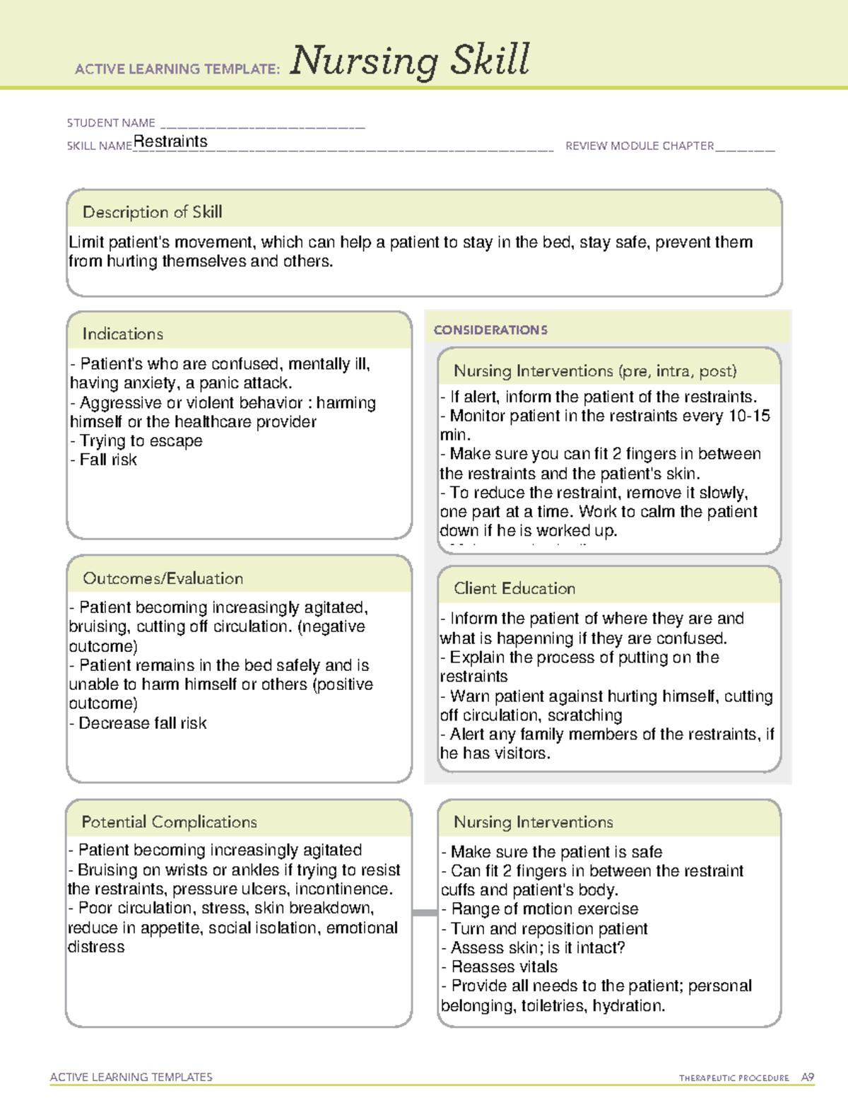 NR 341 Final Exam Active Learning Template: Restraints Review - Studocu
