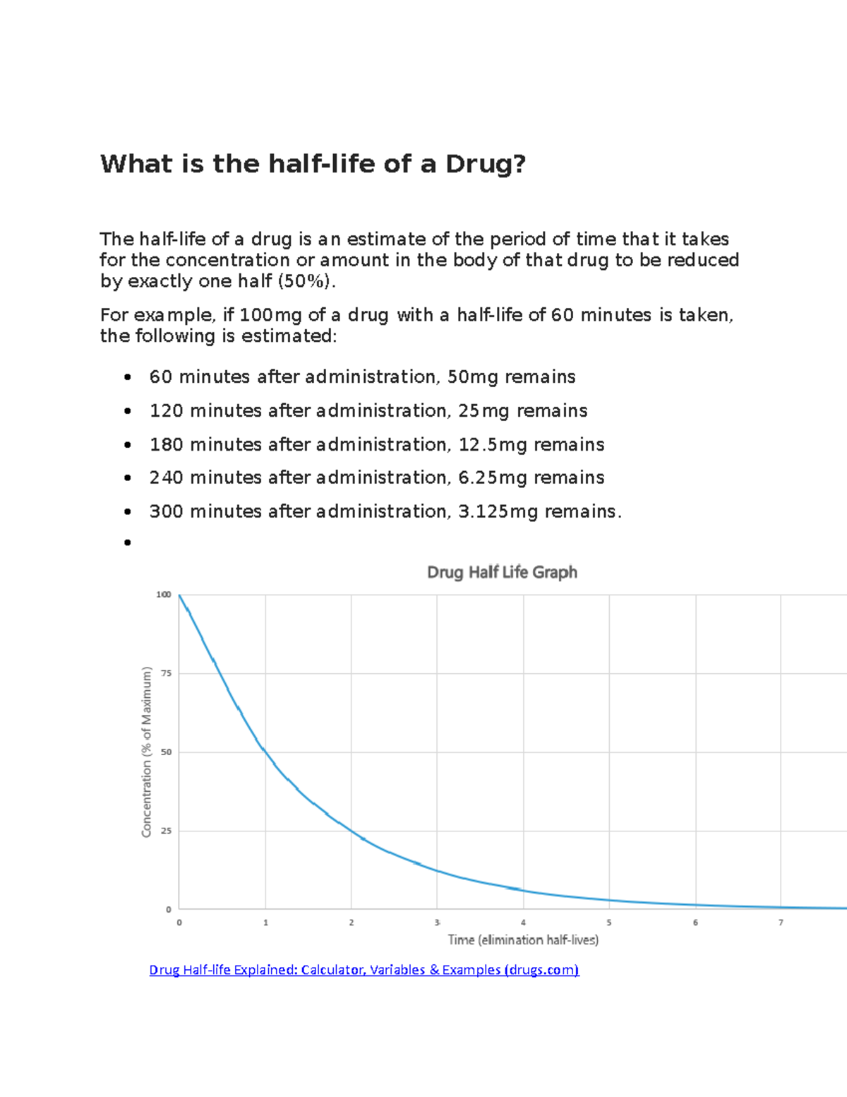 Half life examples - What is the half-life of a Drug? The half-life of ...