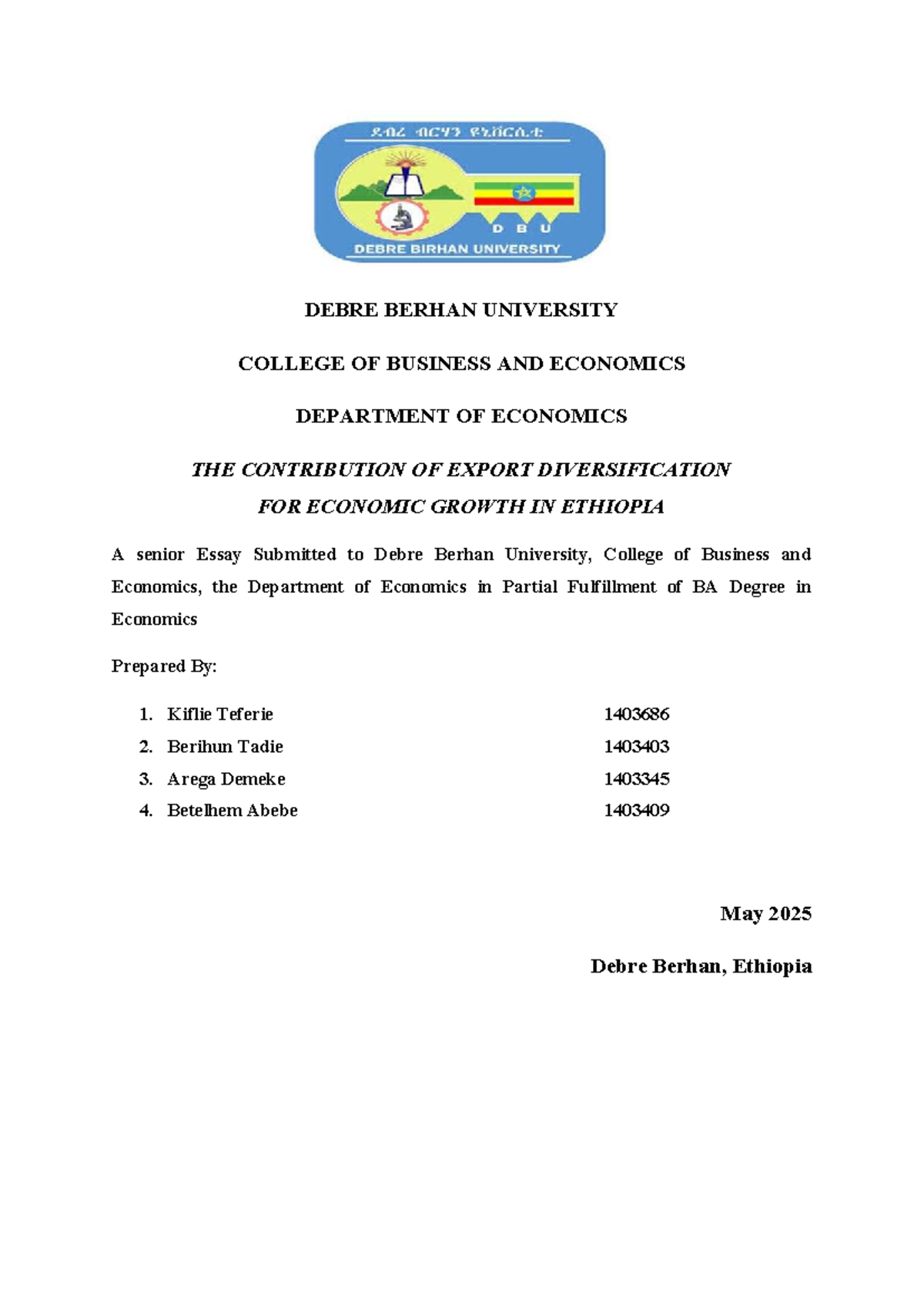 The Contribution of Export Diversification to Economic Growth in ...
