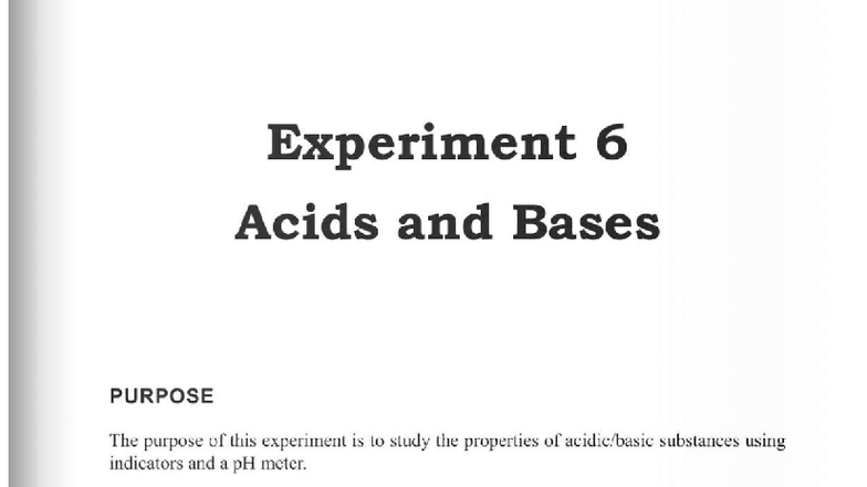 EXP6 - Acids and Bases Experiment: pH Measurement & Titration ...