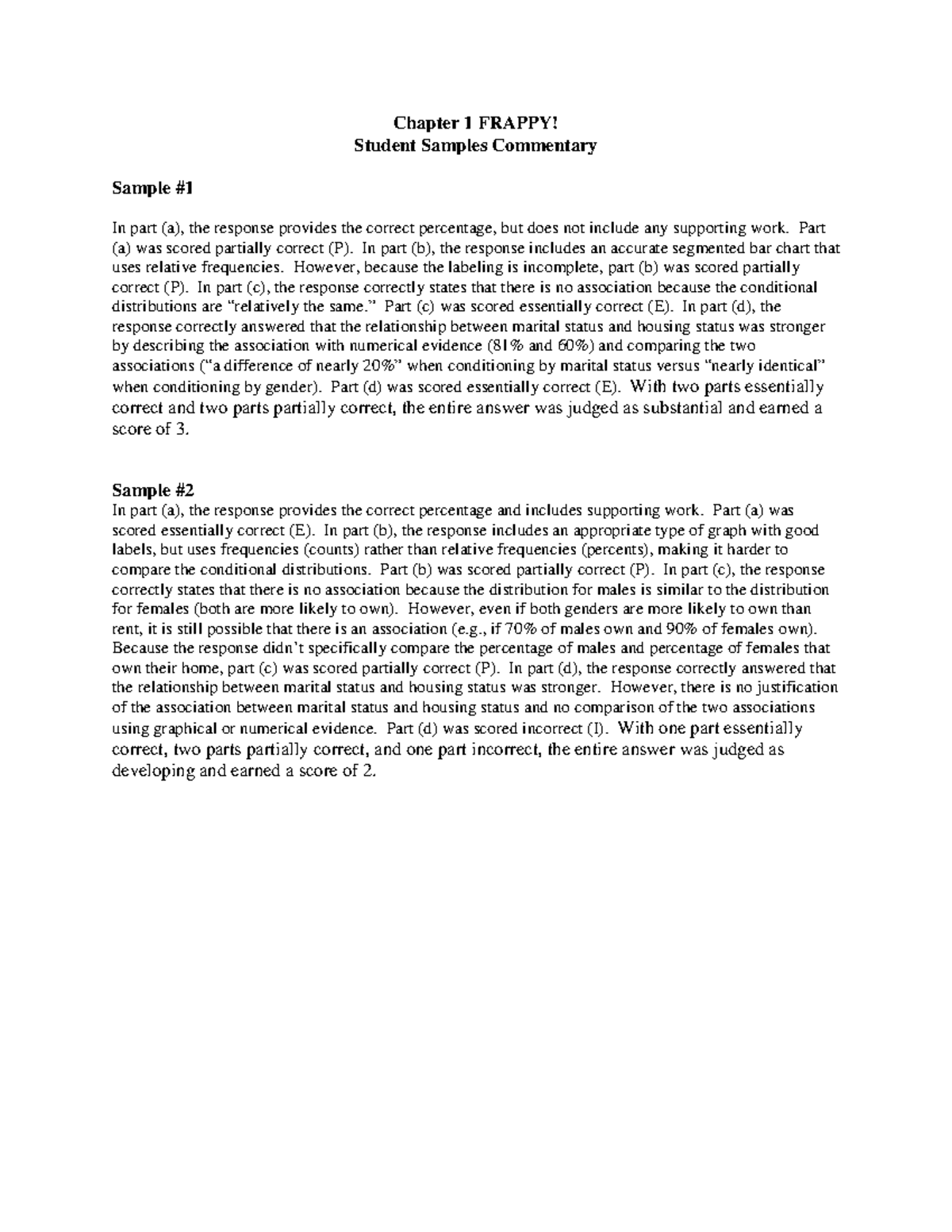 Chapter 1 FRAPPY! Student Sample Commentary Analysis - Studocu