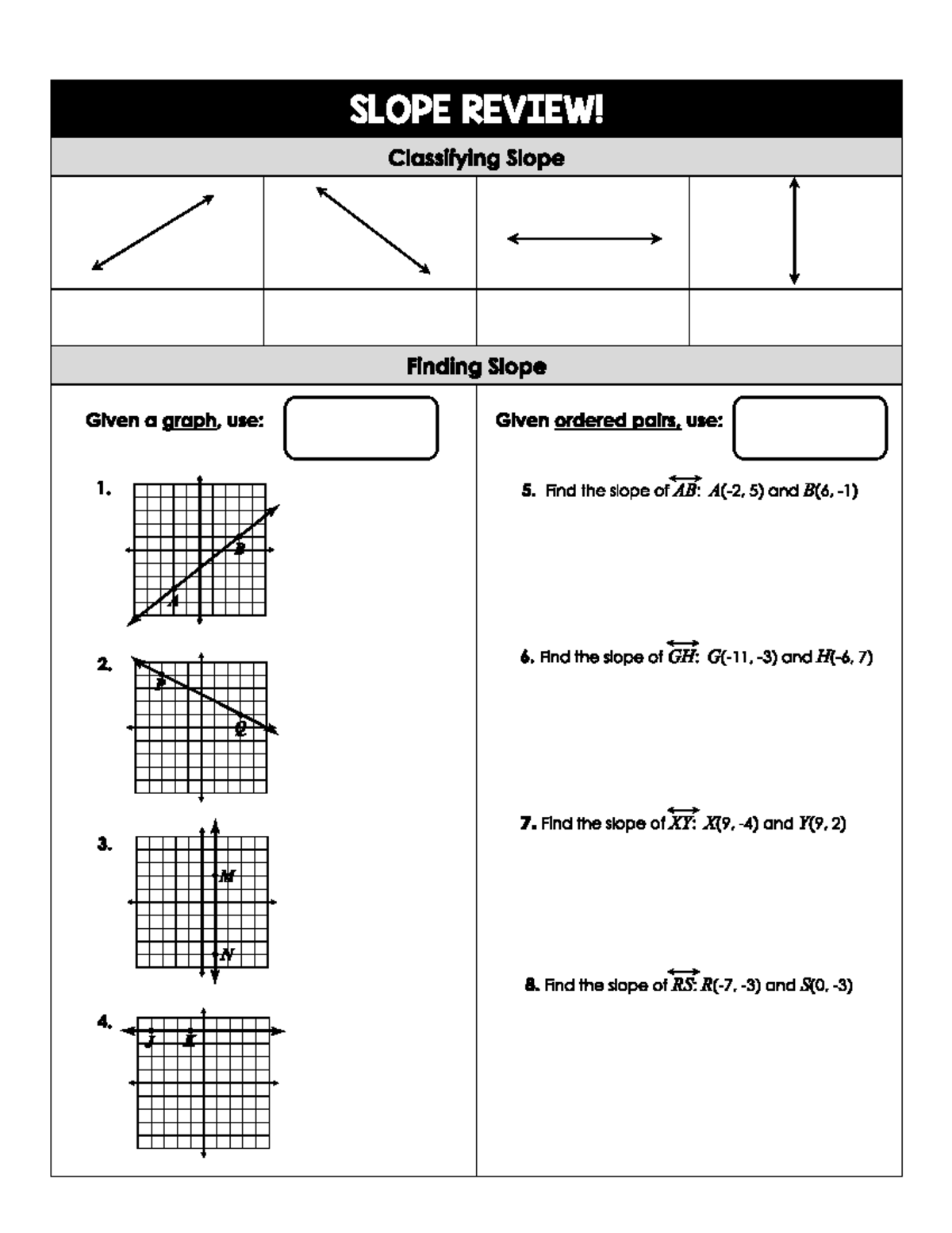 Geometry Slope Review & Practice Notes - 3-5 - Studocu
