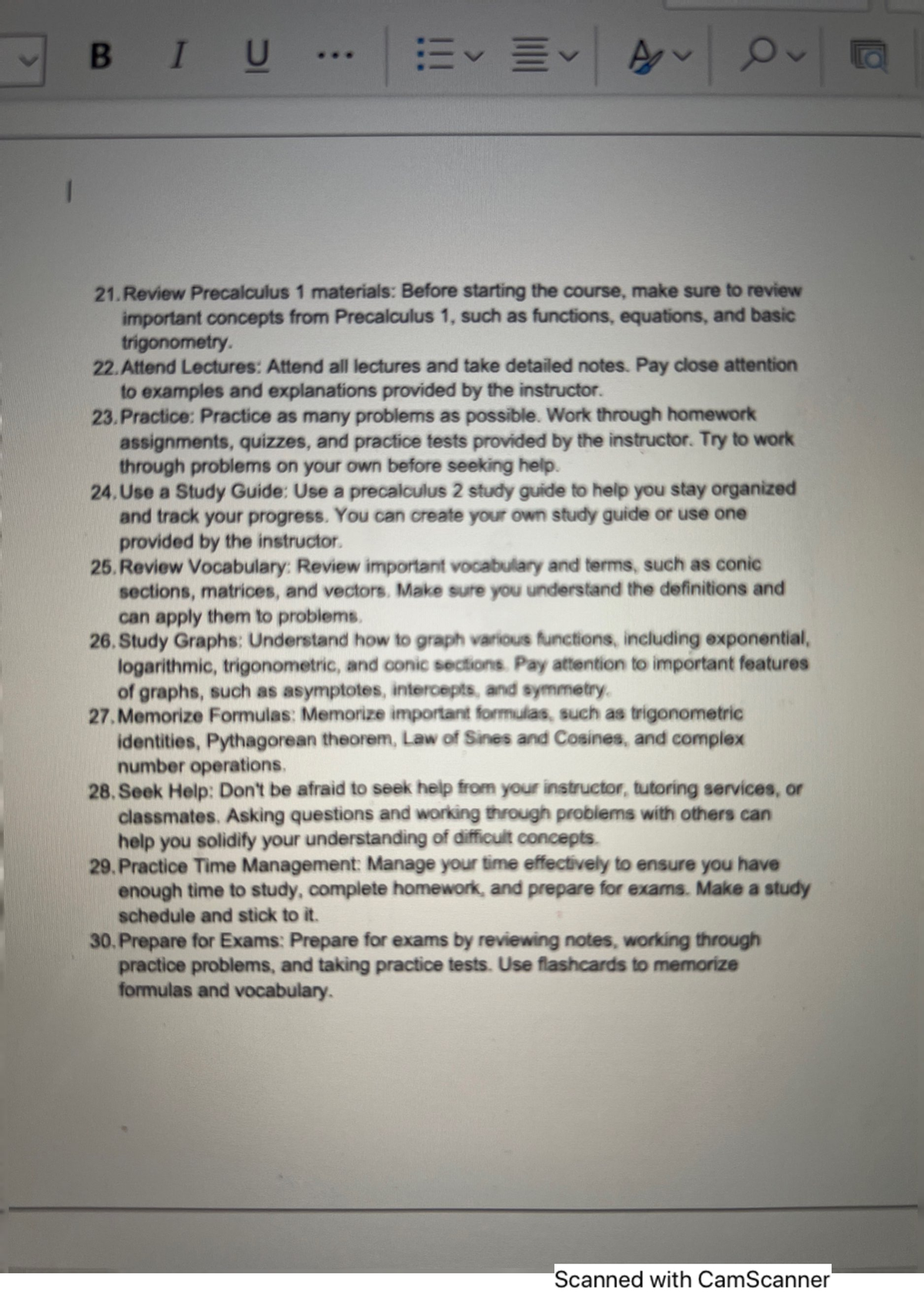 Pre C SG2 - Study guide material Course Precalculus 2 Lecture notes - B ...