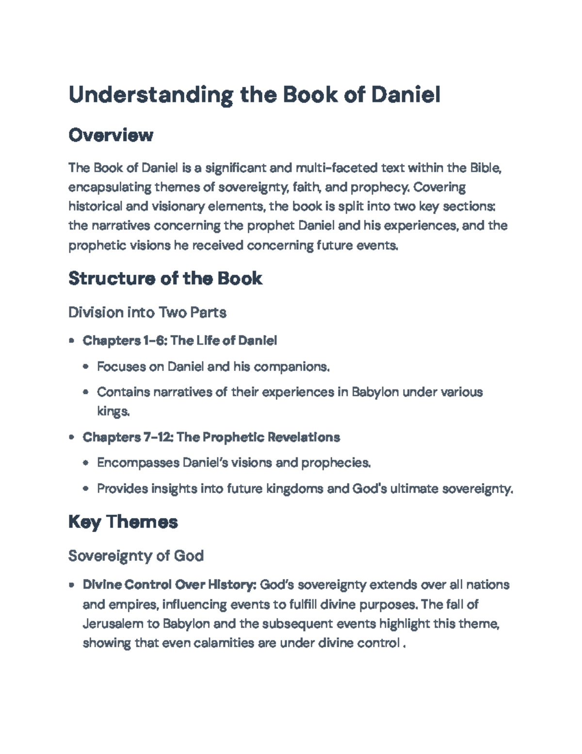 The Book of Daniel: Key Themes in Prophecy and Narrative Analysis - Studocu