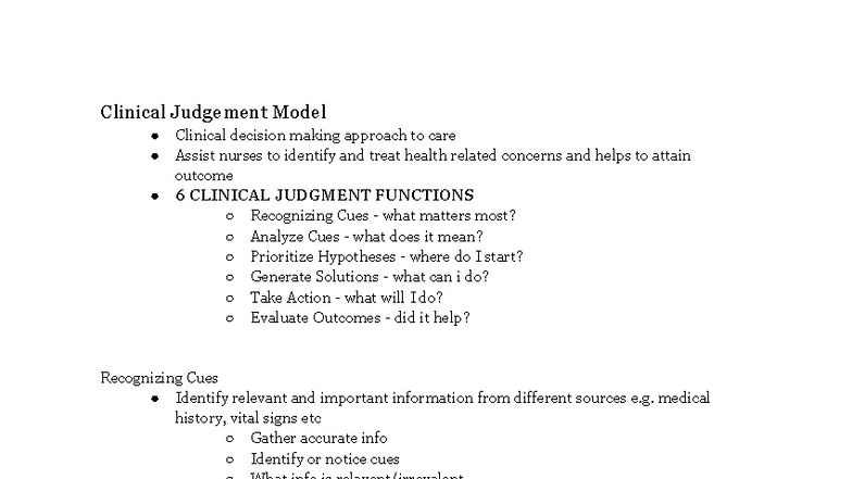 Clinical Judgment Model: A Guide to Effective Decision-Making in ...