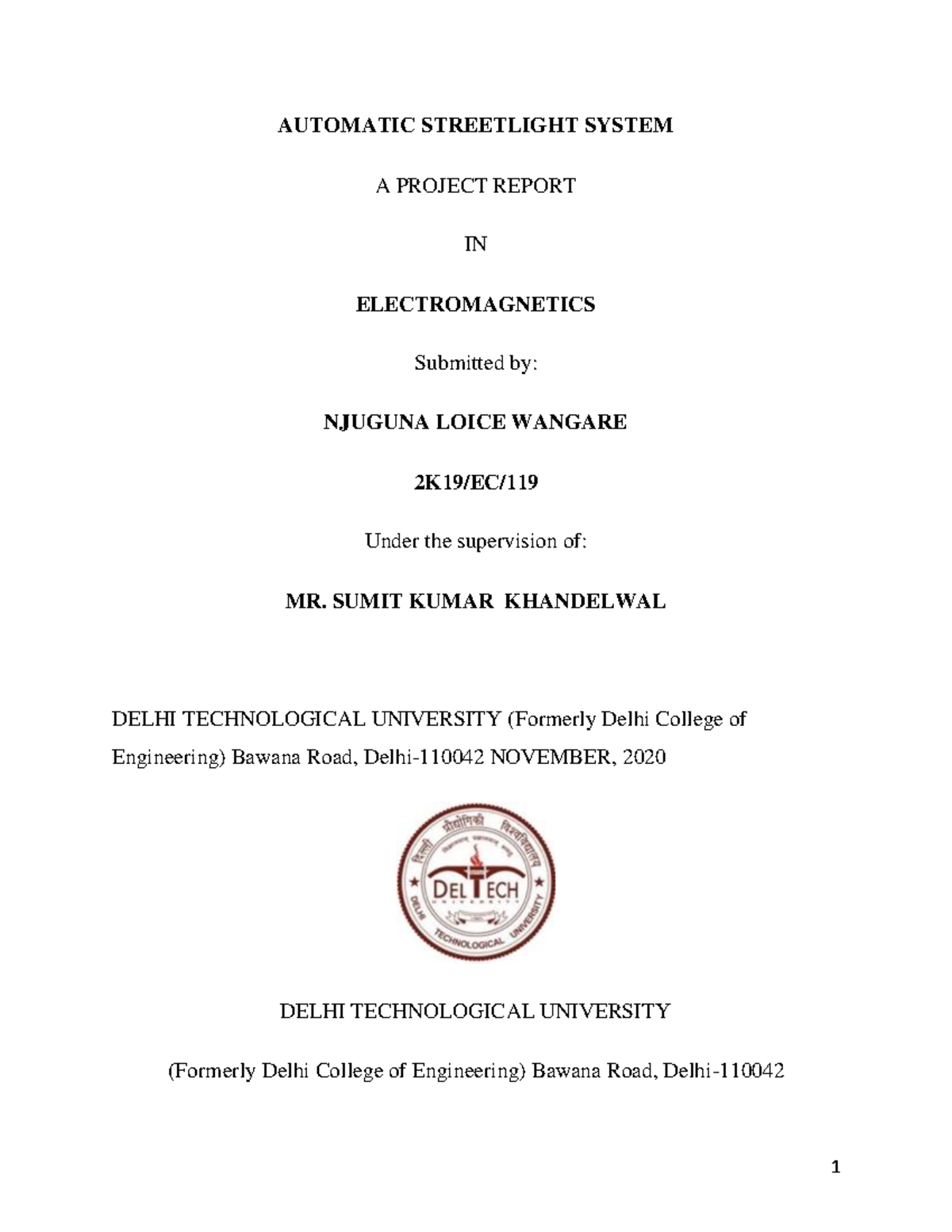 Automatic Street Light System Project Report for EC 2K19/2021 - Studocu