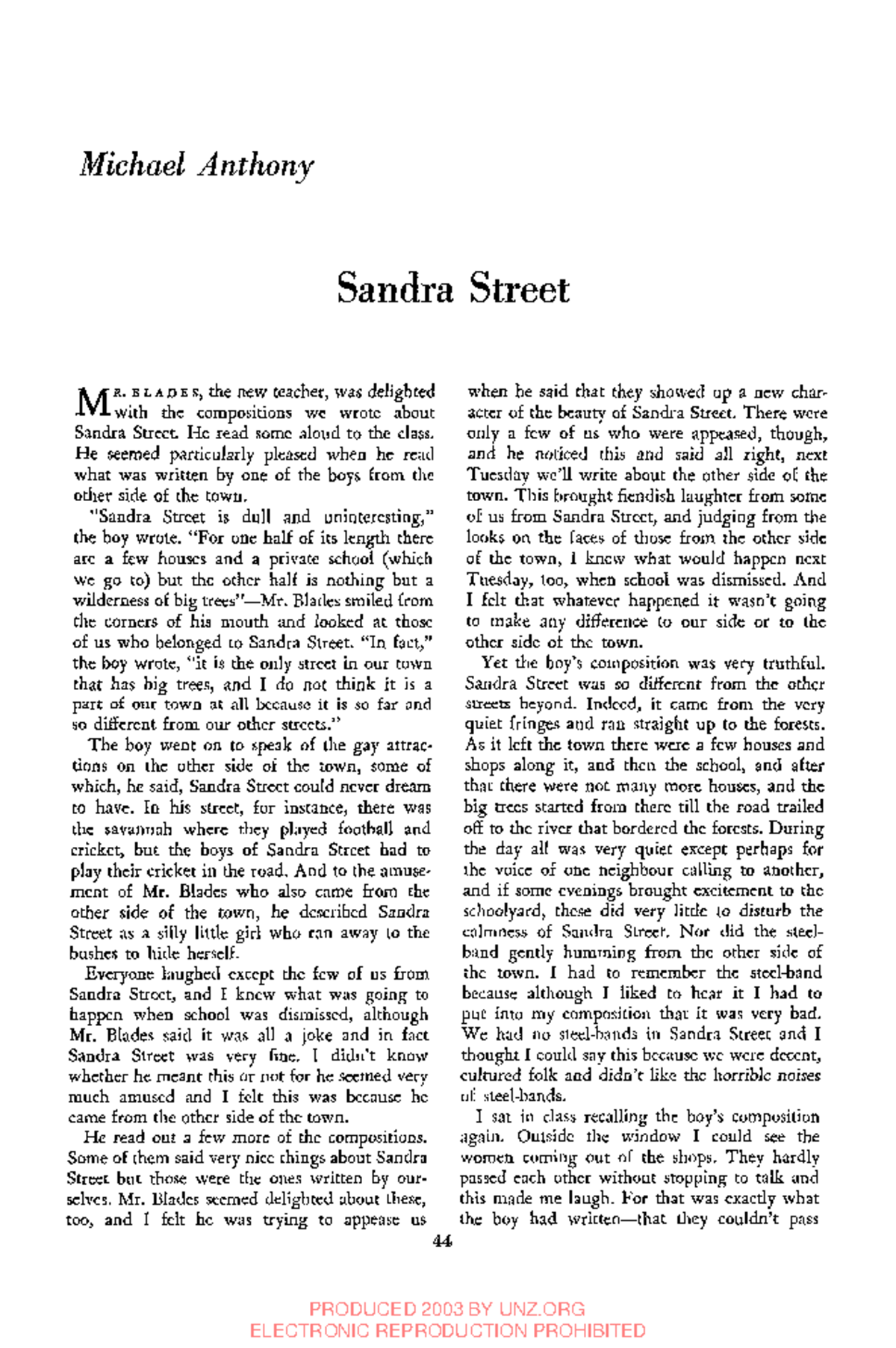 Sandra Street: A Reflection on Home and Identity in Short Fiction - Studocu
