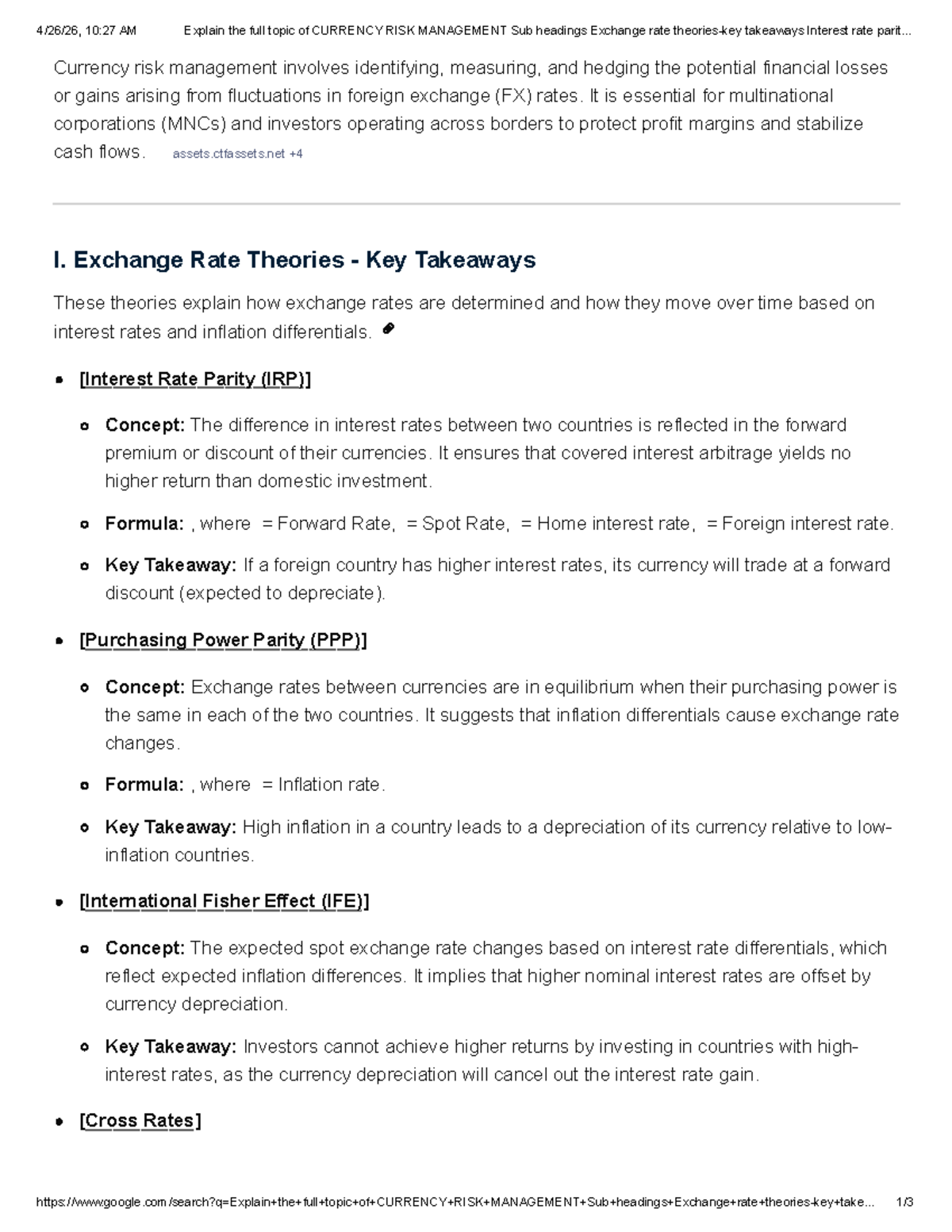 CURRENCY RISK MANAGEMENT: Key Concepts & Takeaways (FIN 101) - Studocu