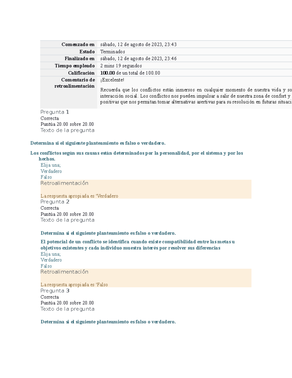 Examen Lección 1: El Conflicto y su Resolución - Studocu