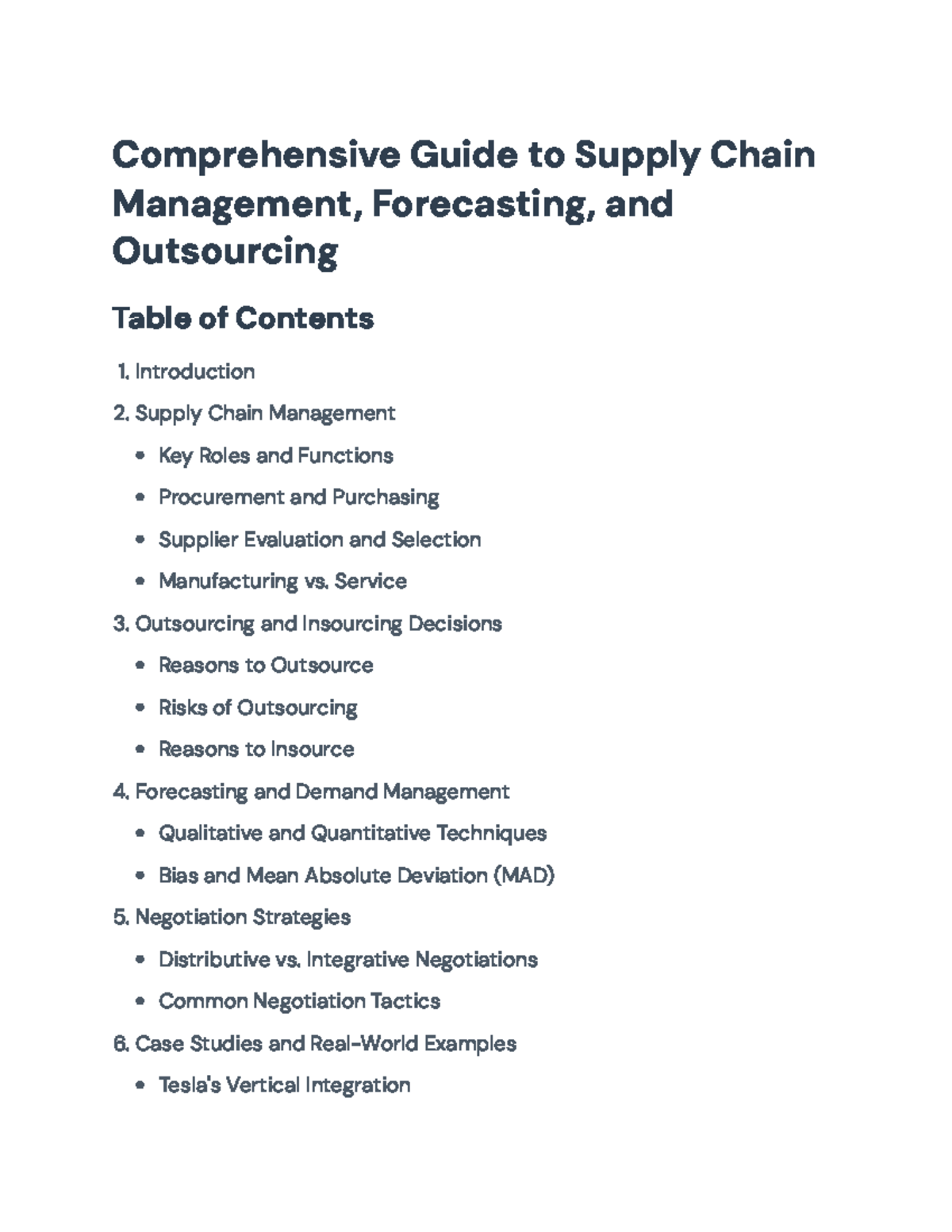 Comprehensive Guide to SCM, Forecasting, & Outsourcing Strategies ...