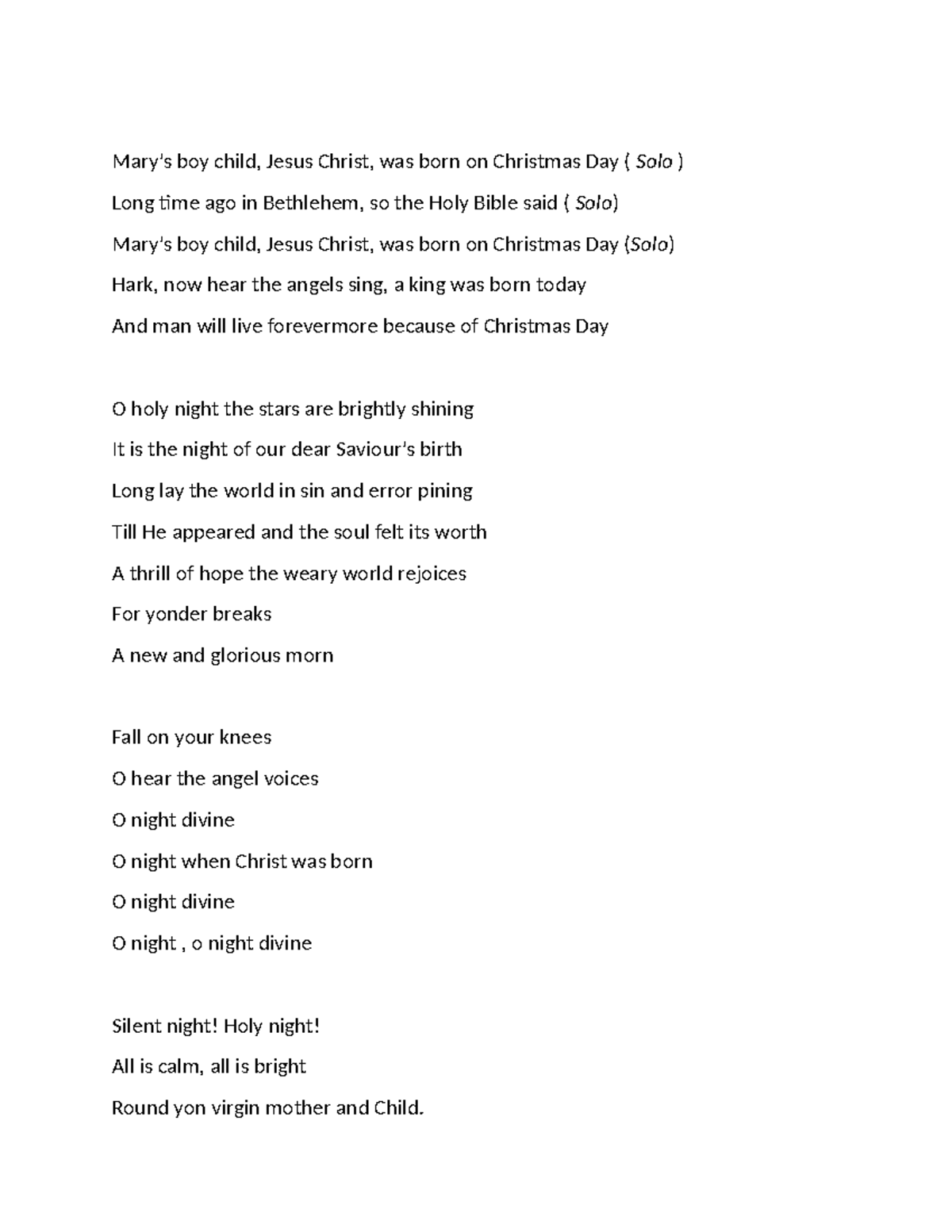 SBM Christmas carolling medly - Mary’s boy child, Jesus Christ, was ...