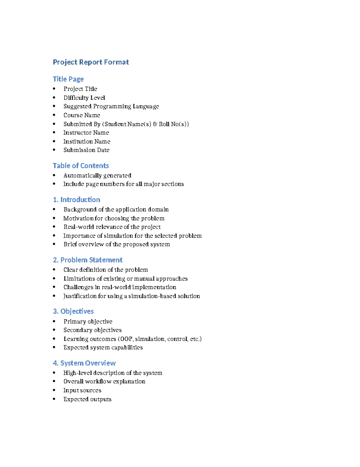 Project Report Format: Key Elements & Structure Guide - Studocu