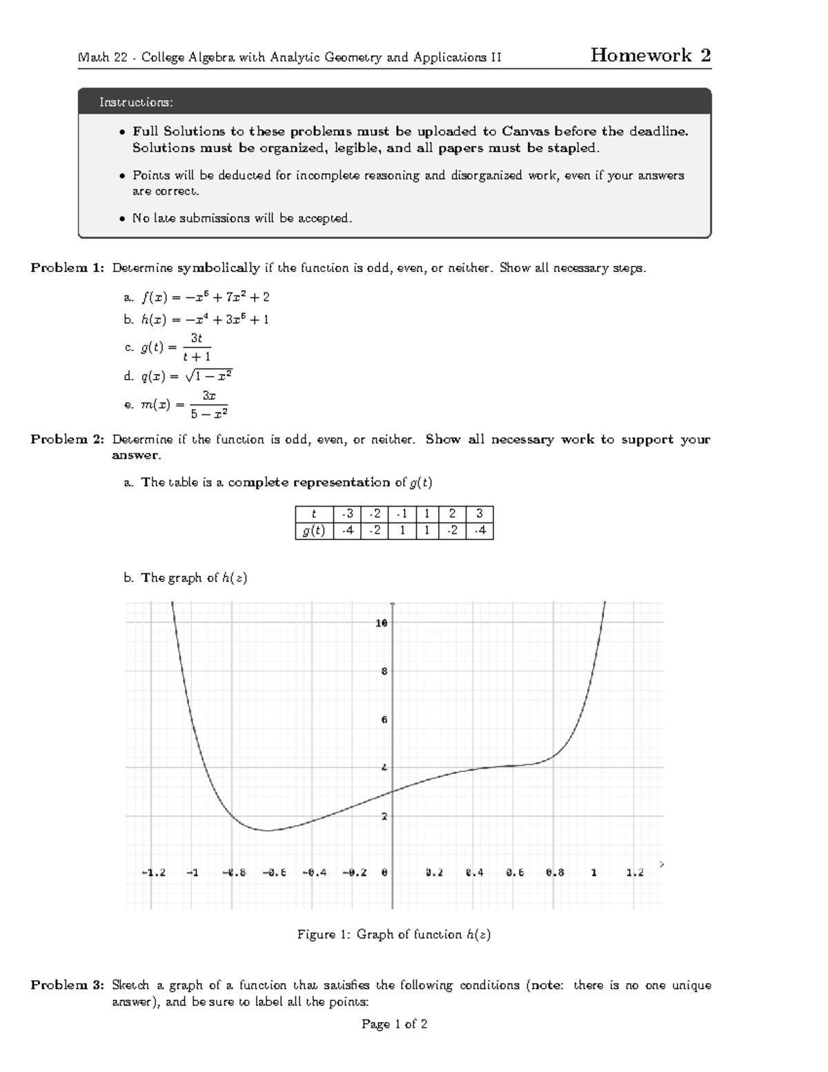 Math 22 Homework 2 Solutions: Analysis of Functions & Graphs - Studocu