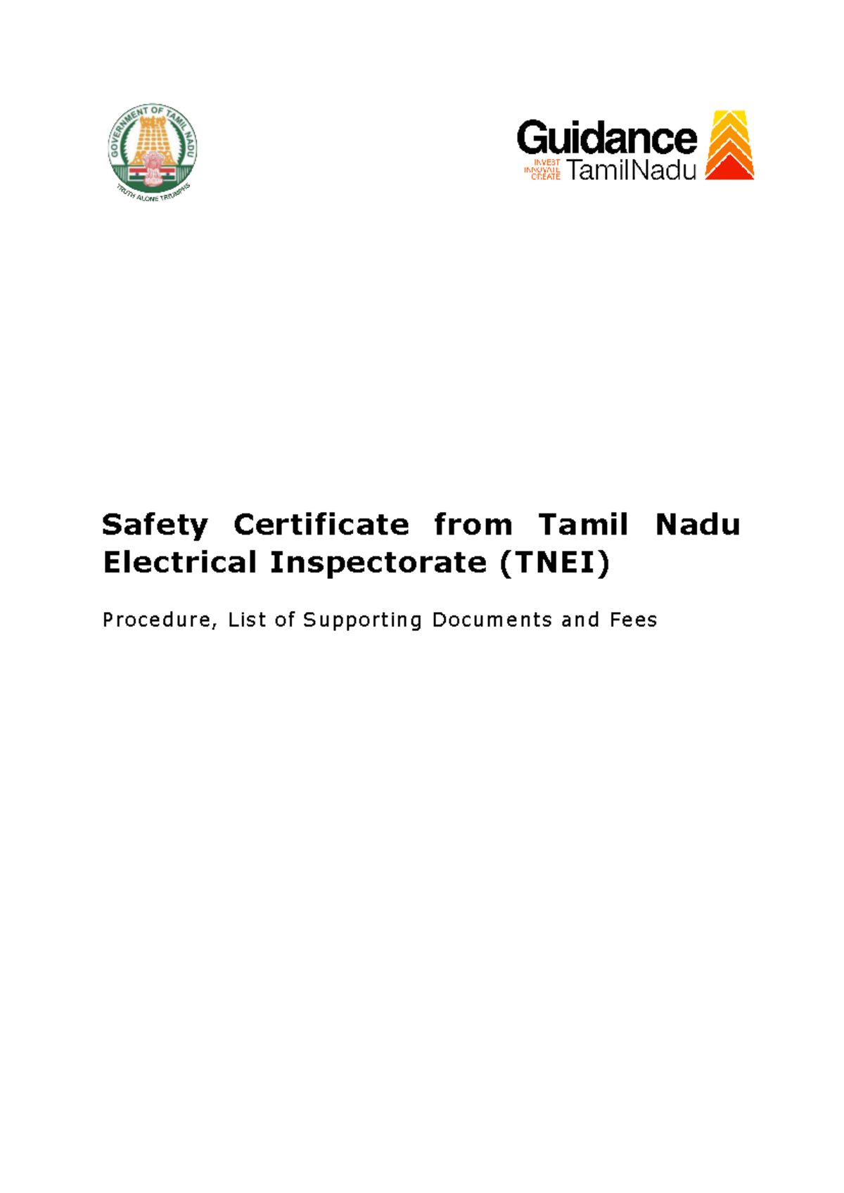Procedure for Obtaining Safety Certificate from TNEI - Studocu