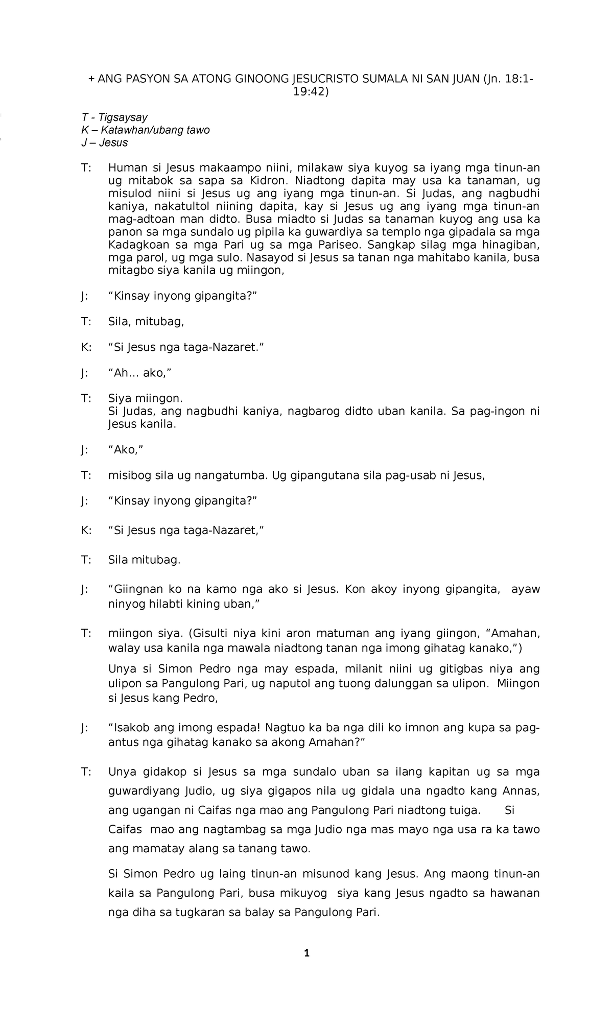 2024 ANG Pasyon SA Biyernes Santo - + ANG PASYON SA ATONG GINOONG ...