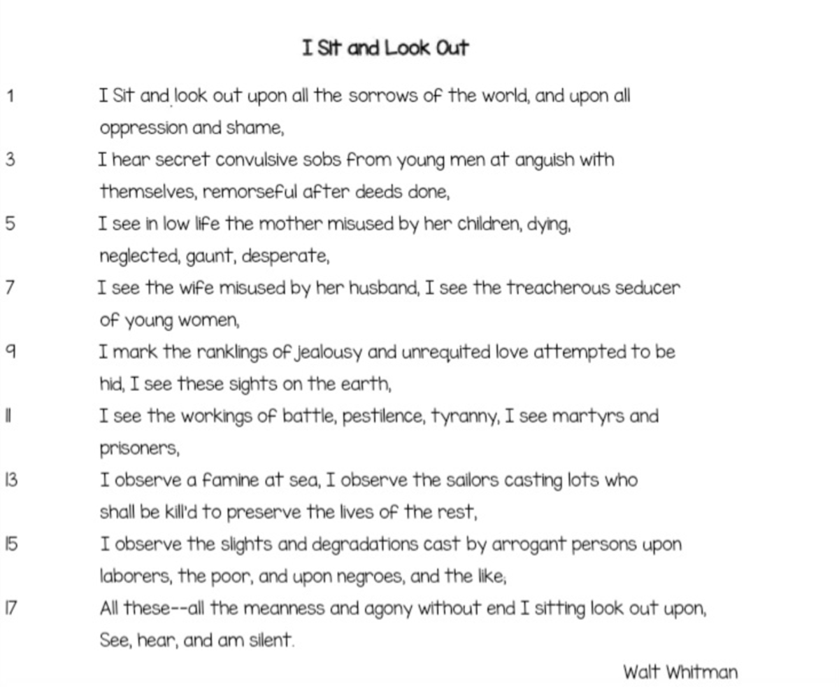 I Sit and Look Out: Analyzing Walt Whitman's Pessimistic Tone in Poetry ...