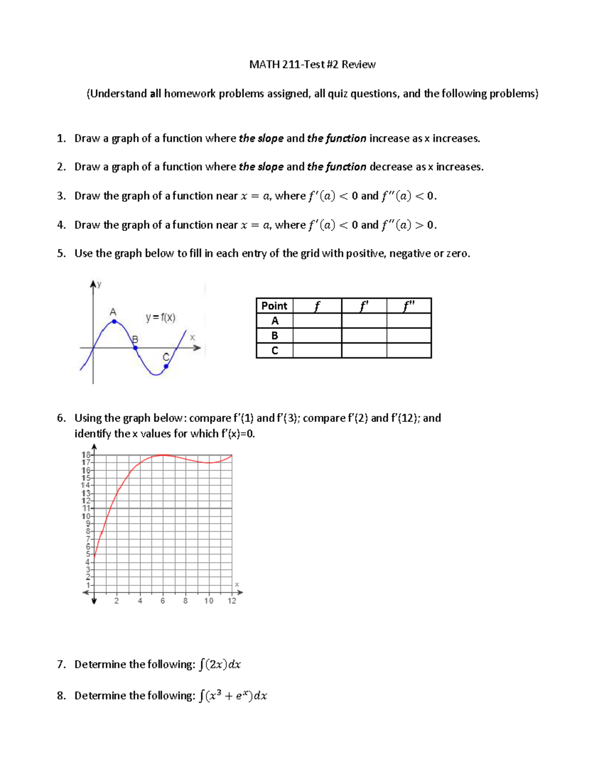 MATH 211 Test #2 Review - Homework & Quiz Problem Solutions - Studocu