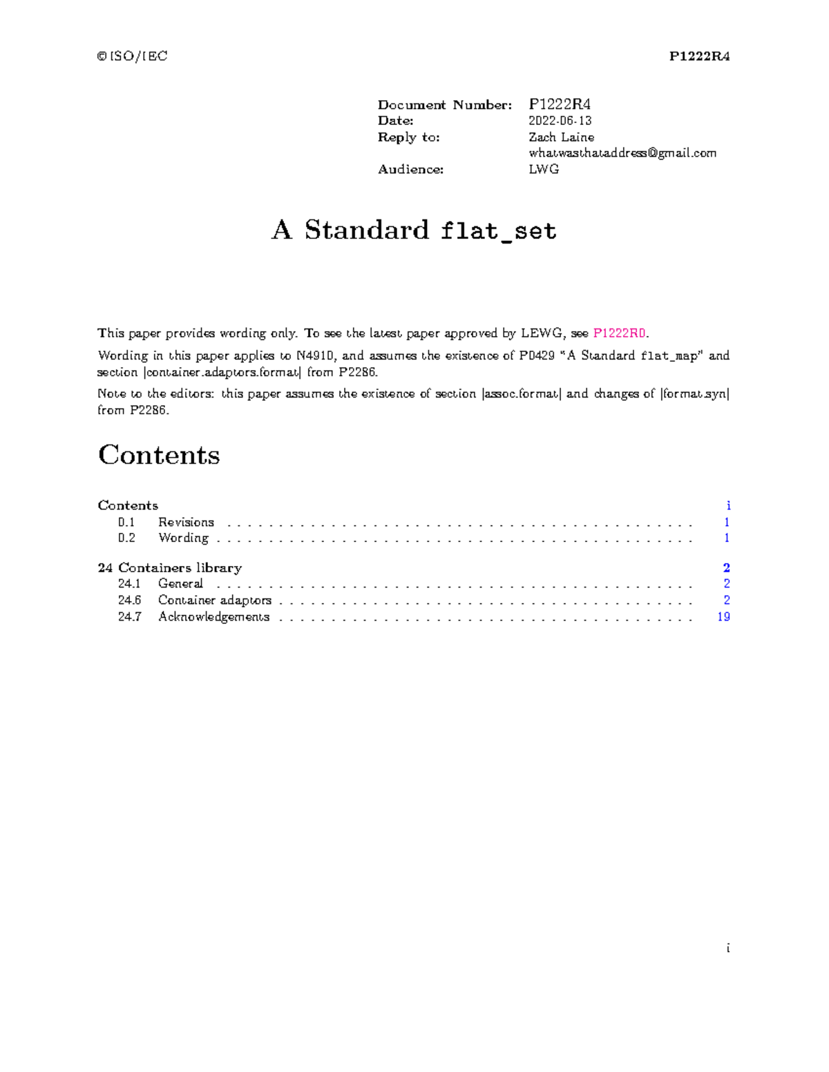 P1222r4 - Standard flat_set Wording and Revisions Overview - Studocu