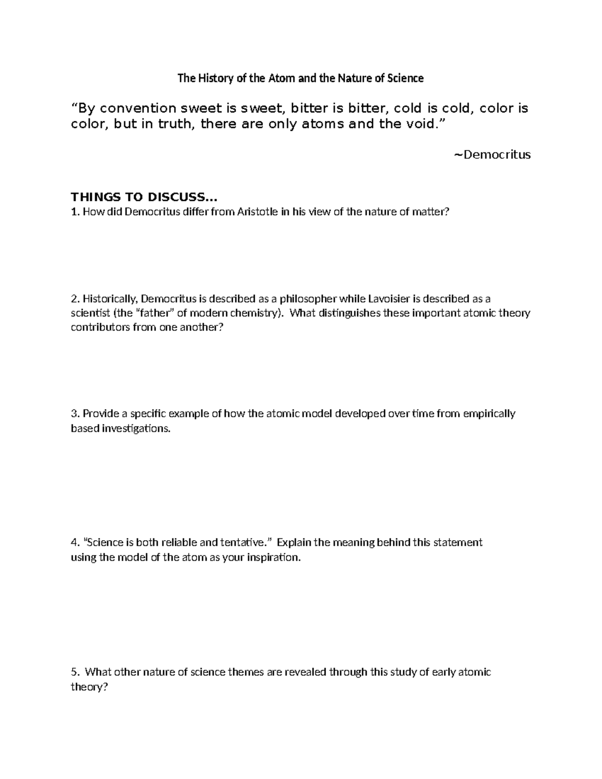 Exploring Atomic Theory: From Democritus to Modern Science - Studocu