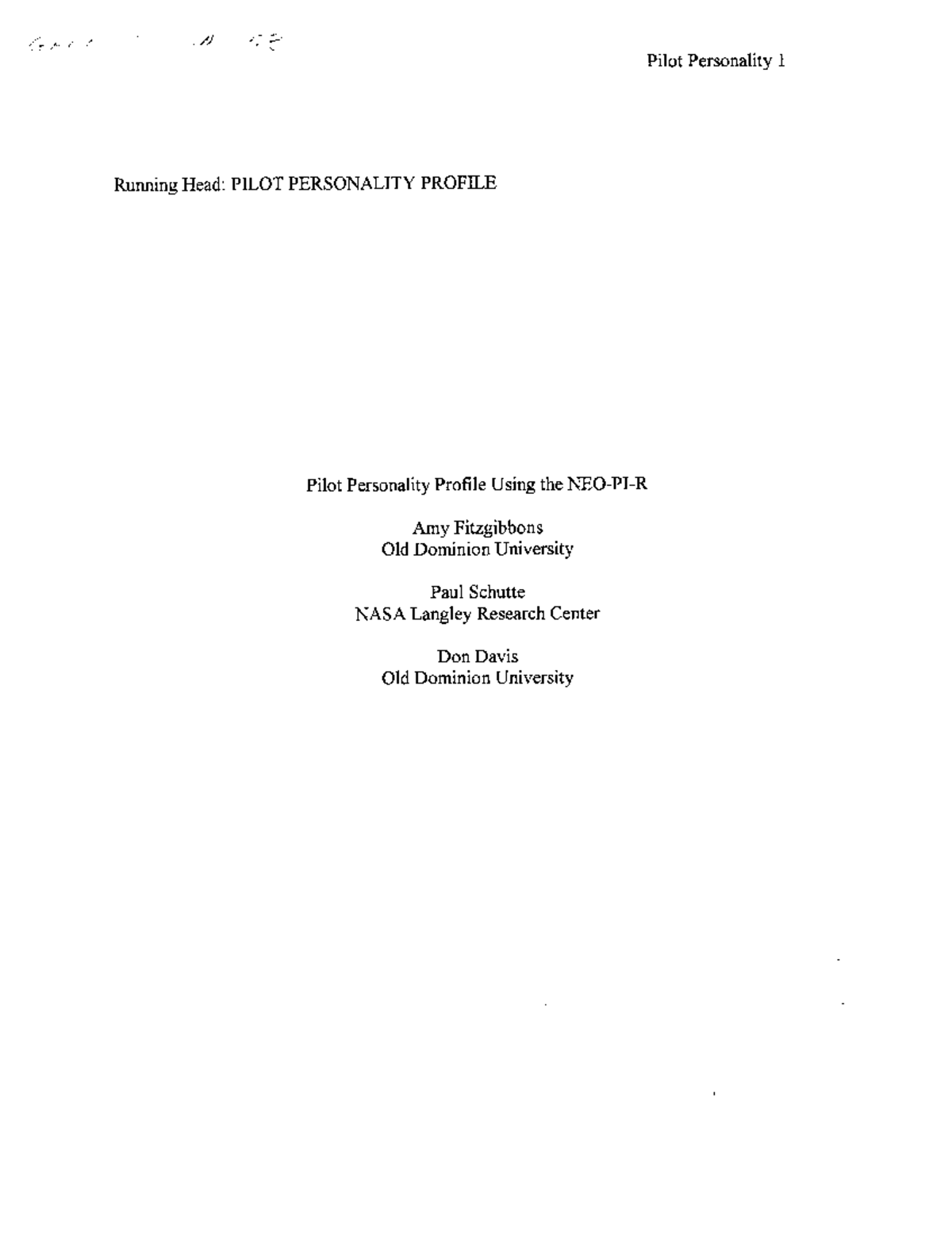 Pilot Personality Profile: Insights from Qualitative Research on ...