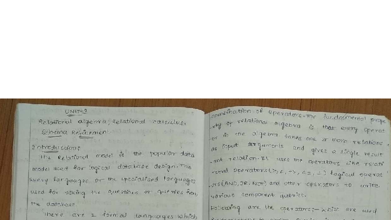 DBMS Notes UNIT 3: Relational Algebra & Calculus Concepts - Studocu