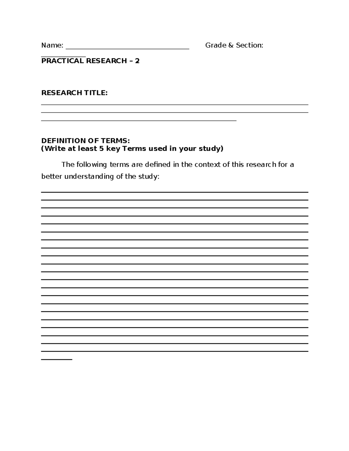 PR 2 - DOT - definition of terms - Name ...