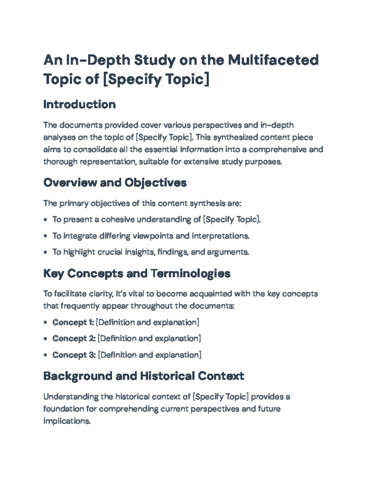 Synthesis of Perspectives on [Specify Topic]: A Comprehensive Overview ...
