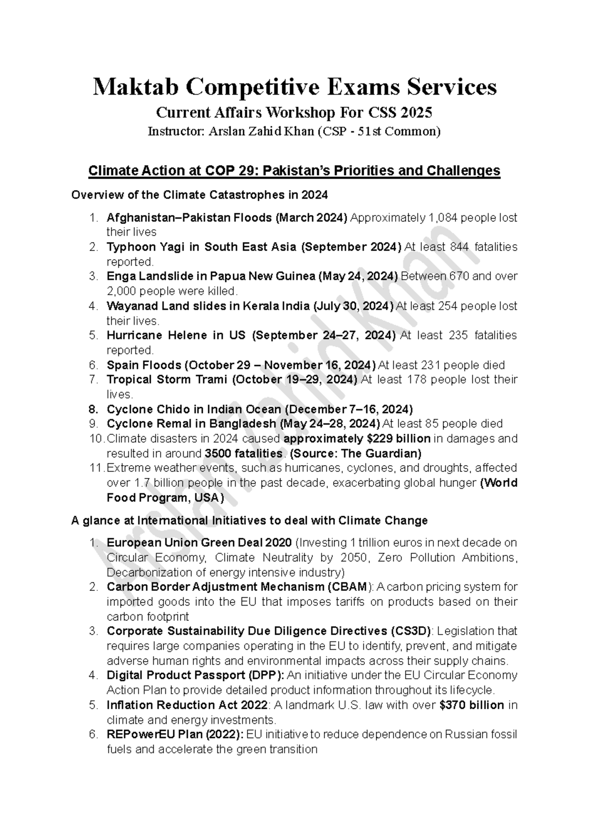 Climate action at COP 29: Priorities and challenges for CSS 2025 - Studocu