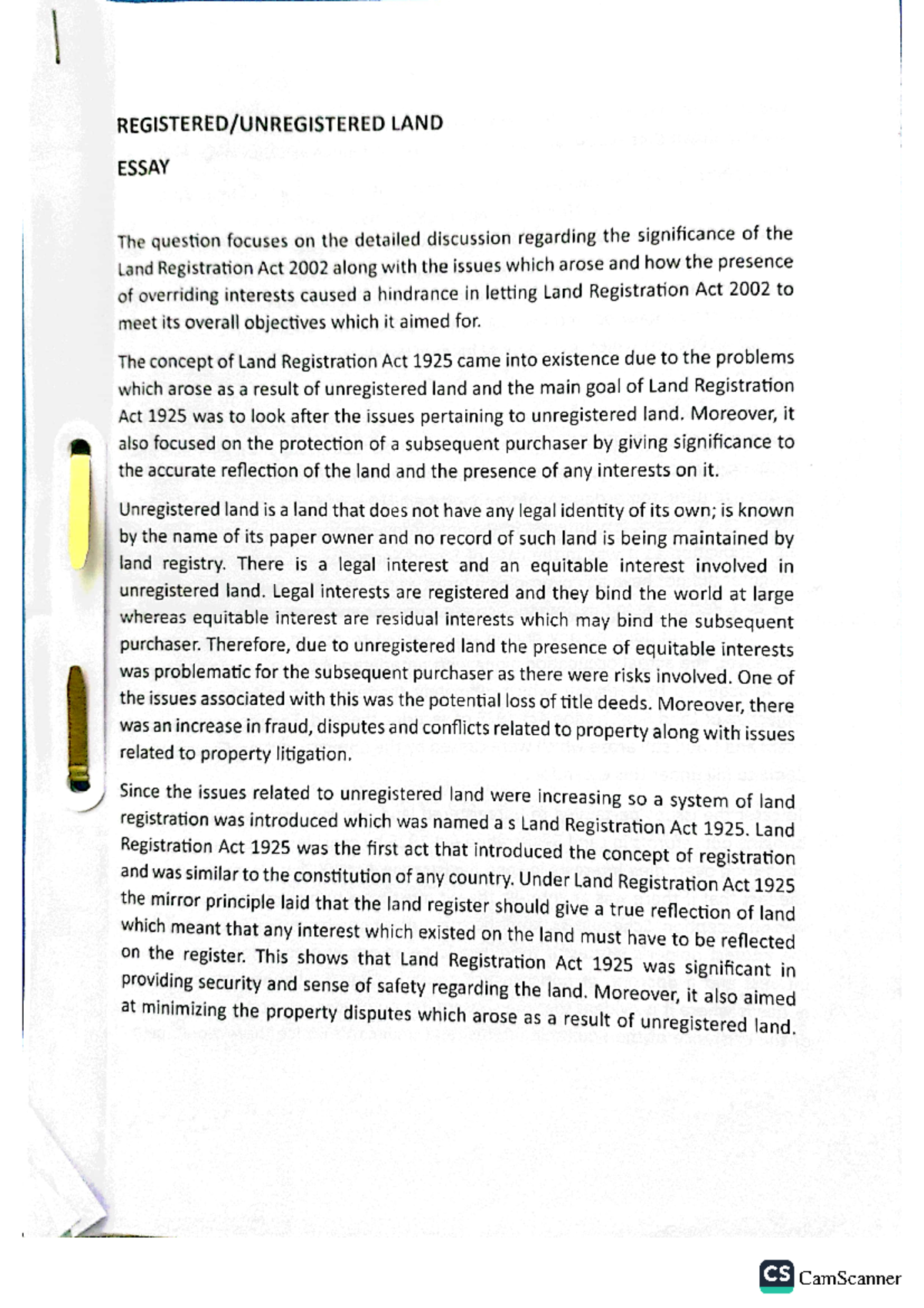 Property Law Notes (LA2003): Analyzing Land Registration & Covenants ...