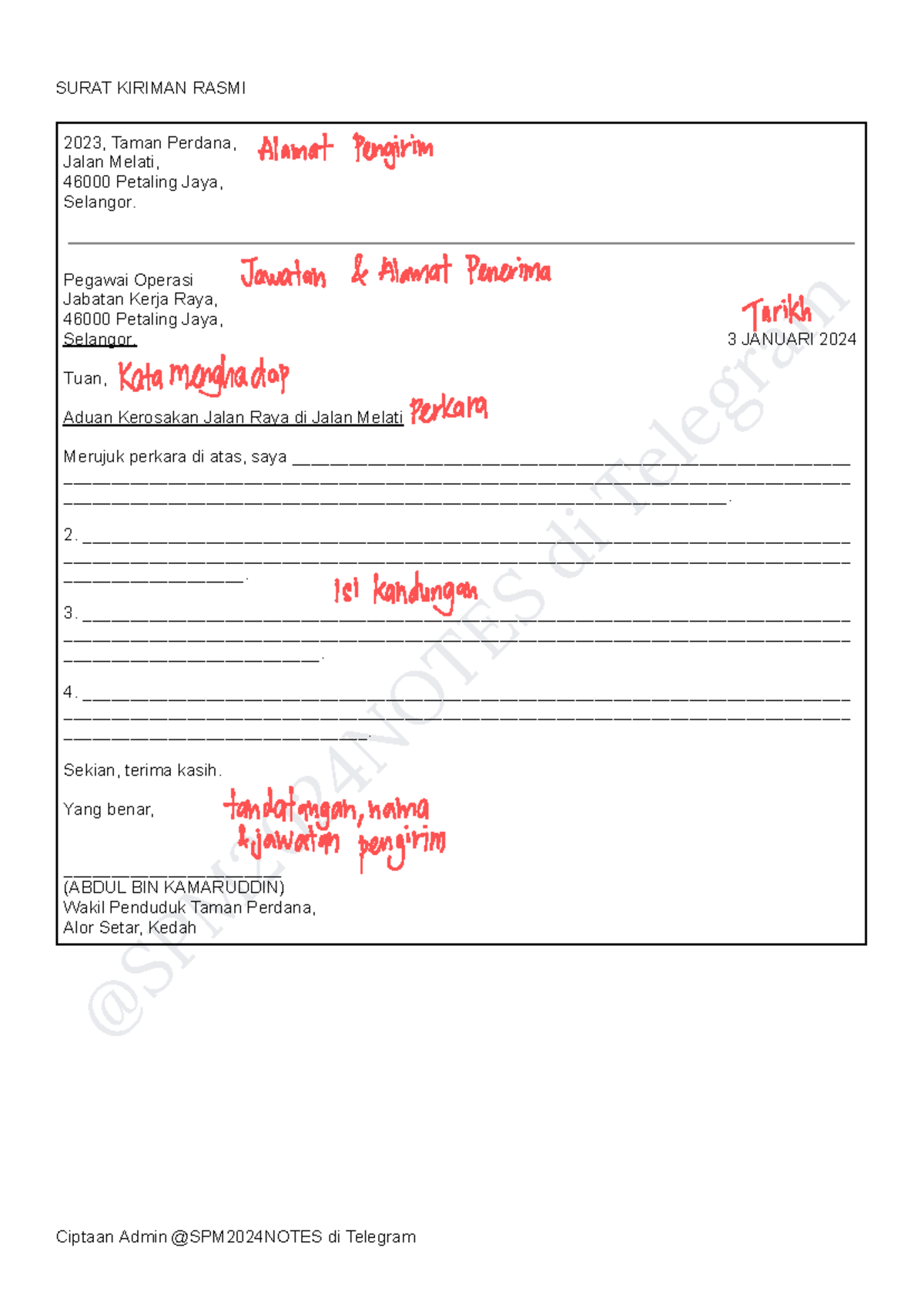 Format Surat dan Resume untuk Kertas SPM 2024 - Studocu