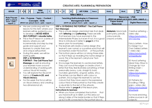 Lesson Plan Gr7 Creative Arts Visual Art T2 W2: Mixed Media Self ...