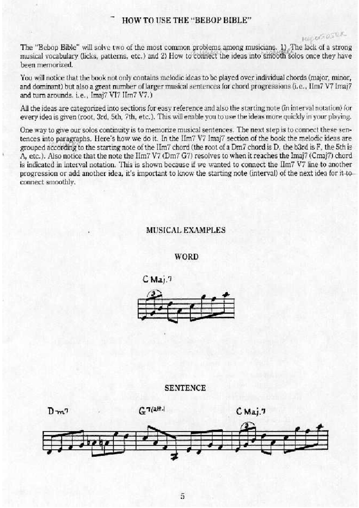 Bebop Bible: Mastering Musical Vocabulary & Solo Connections - Studocu