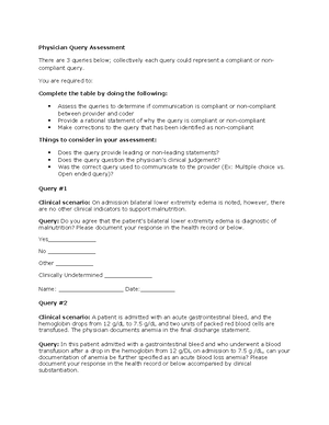 HIM2944 Module 02 Physician Query Linked Document - Physician Query Assessment There are 3 ...