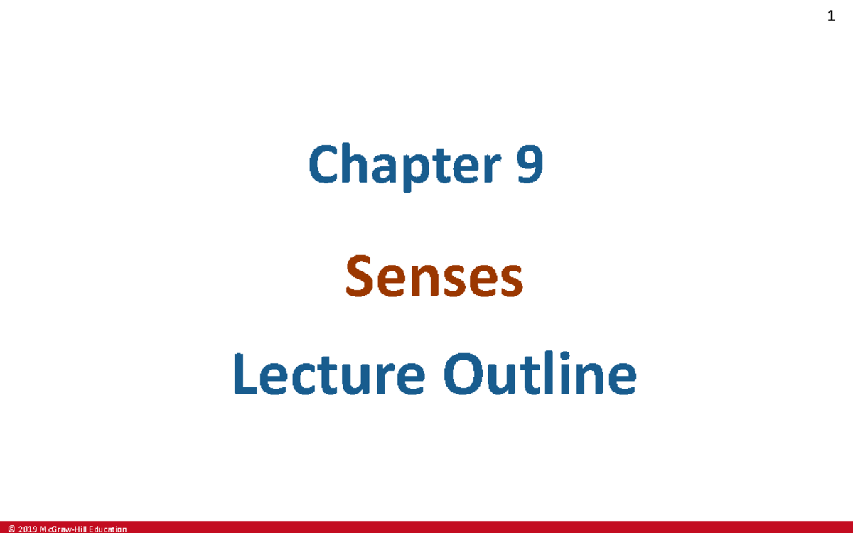9 - Special Senses - Chapter 9 Senses Lecture Outline Classification of ...