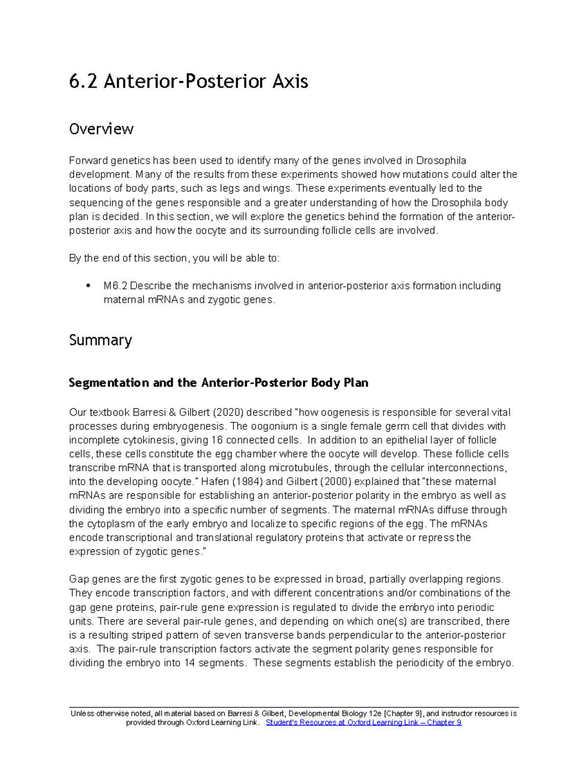 Drosophila Development: Mechanisms of Anterior-Posterior Axis Formation ...