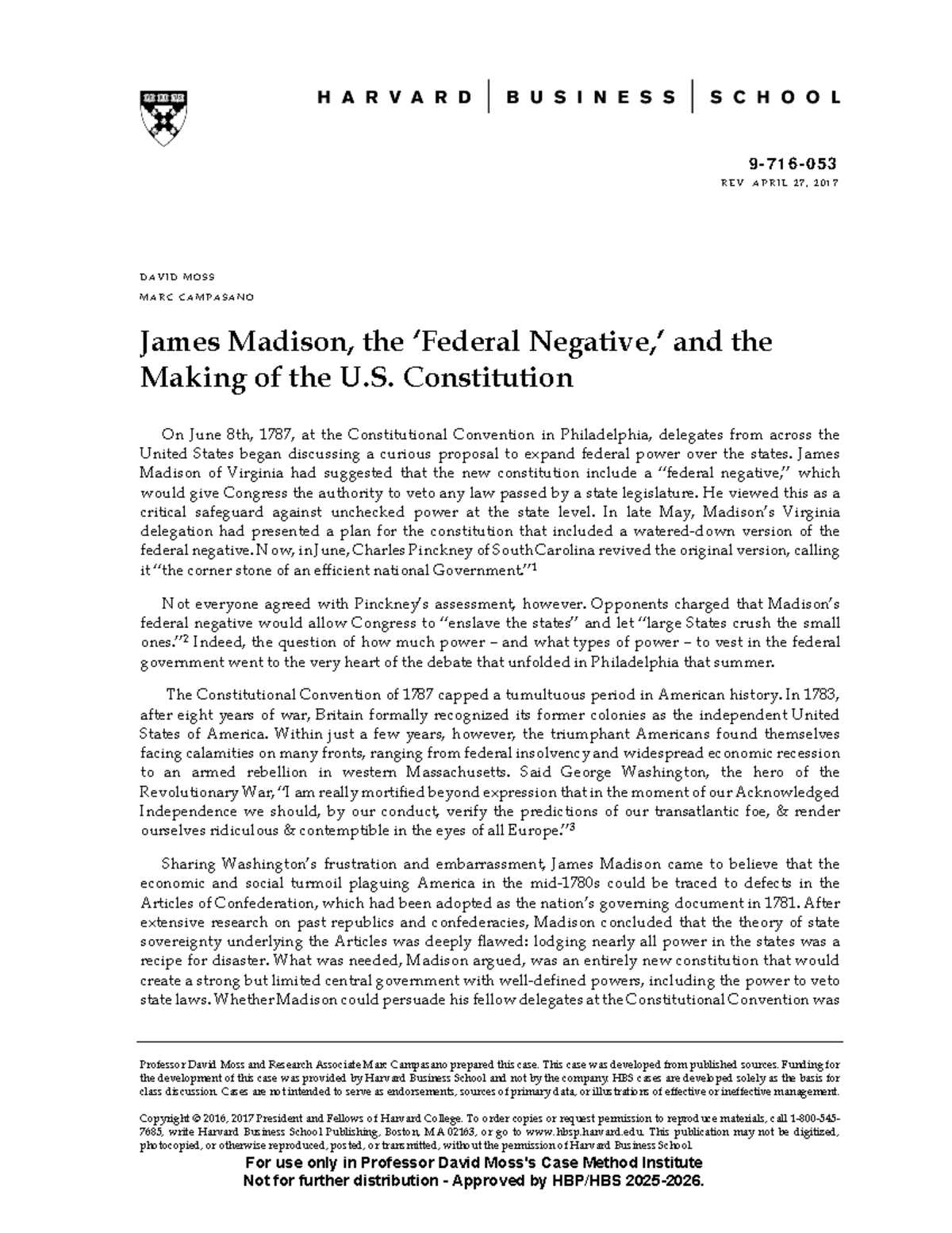 James Madison and the Federal Negative: Analyzing the U.S. Constitution ...