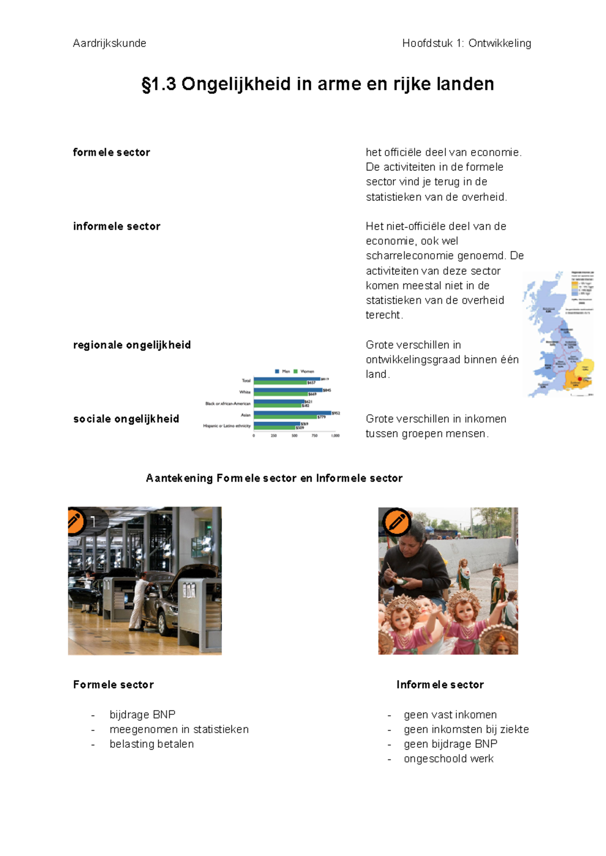 Aardrijkskunde Samenvatting Hoofdstuk 1: Ongelijkheid en Sectoren ...