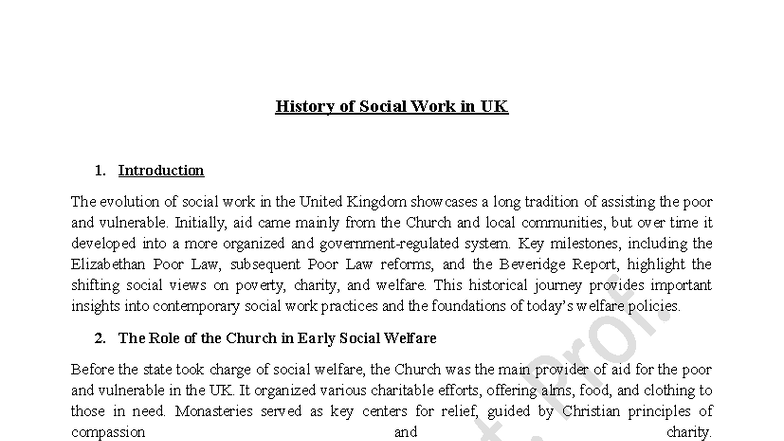 History of Social Work in the UK: Key Milestones and Developments - Studocu