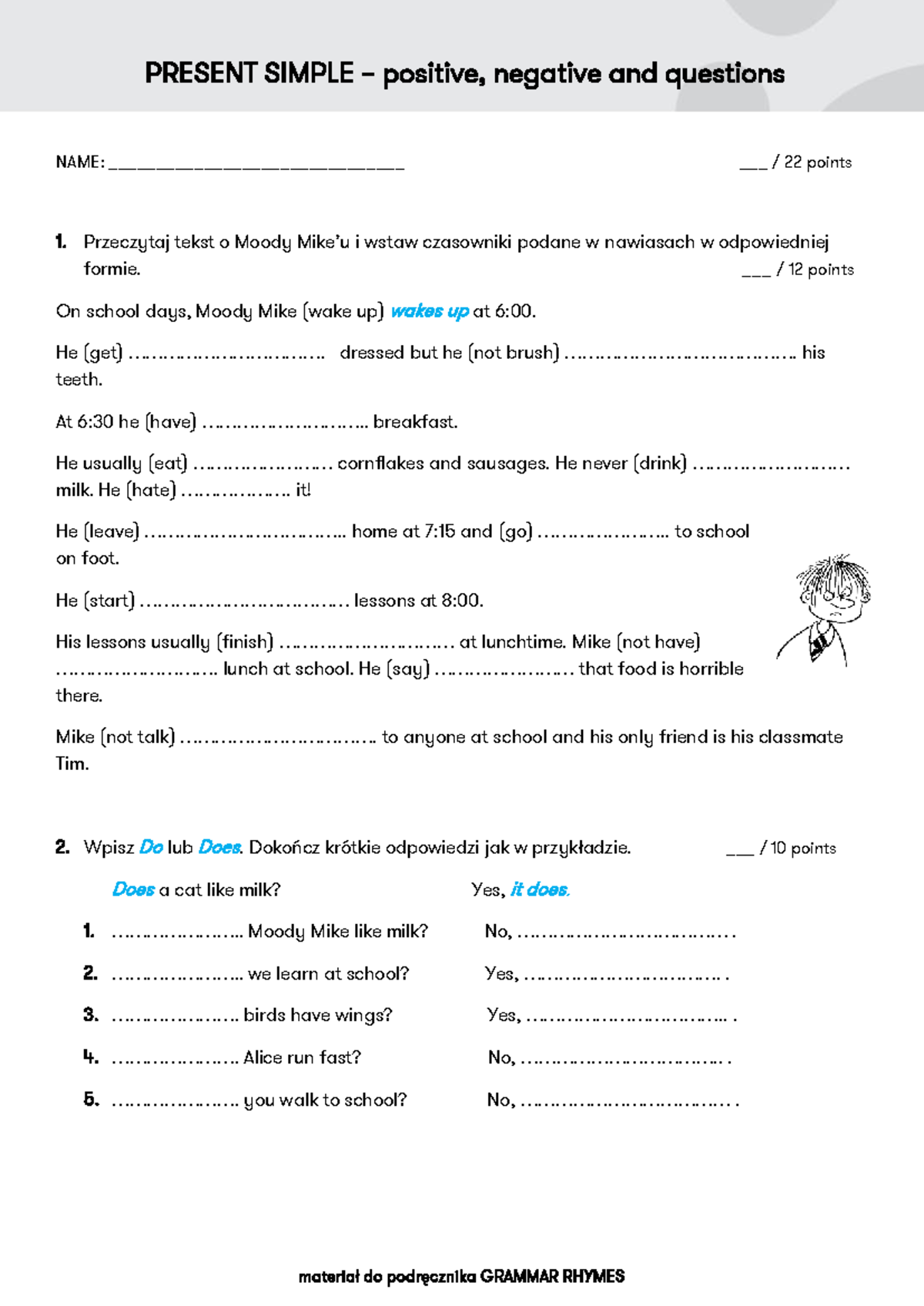 Short Test: Present Simple - Positive, Negative & Questions (GRAMMAR ...