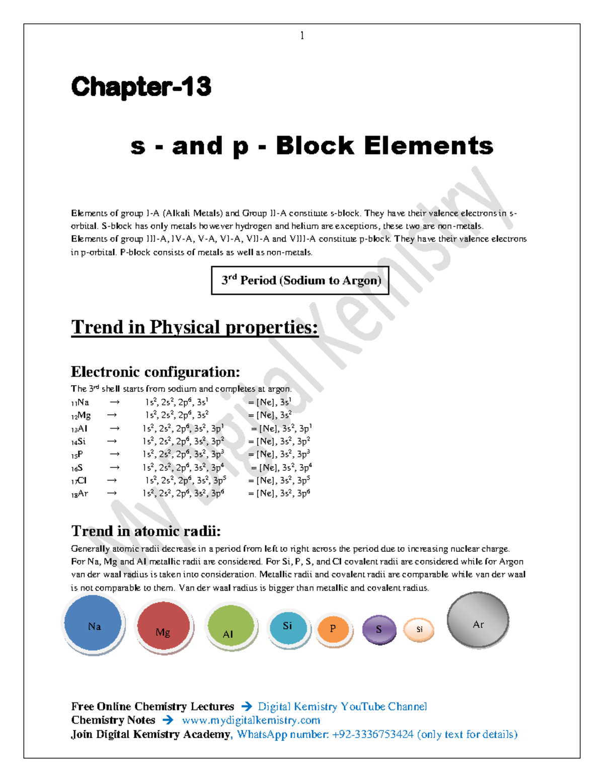 s and p Block Elements Class 12 Chemistry Notes PDF - Studocu