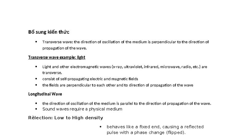 Physics Notes: Transverse and Longitudinal Waves Overview - Studocu