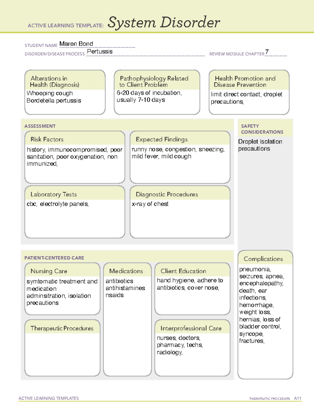 Pertussis (Whooping Cough) - ATI Focus Review Study Guide - Studocu