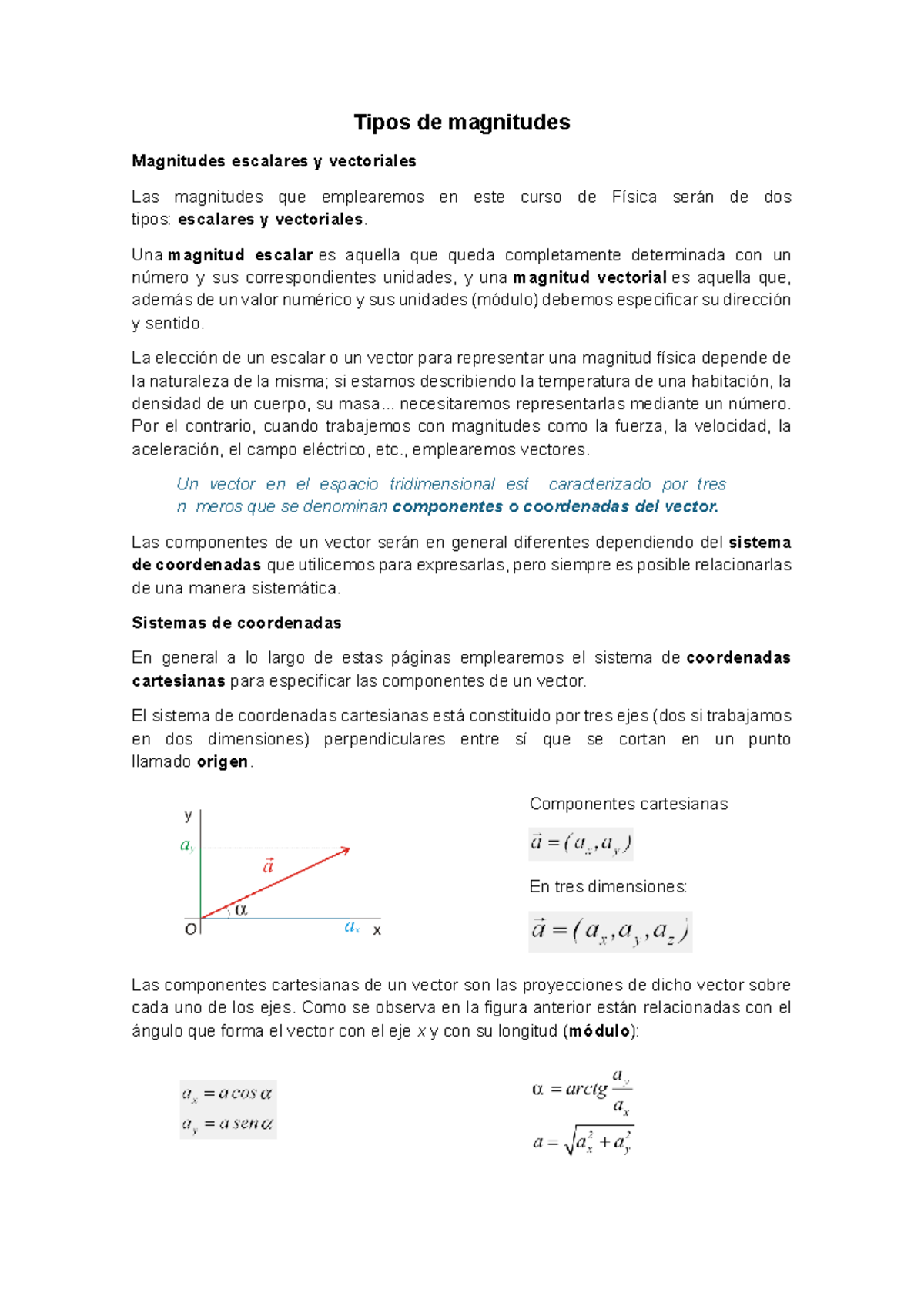 Unidad 1: Tipos de Magnitudes - Escalares y Vectoriales en Física - Studocu