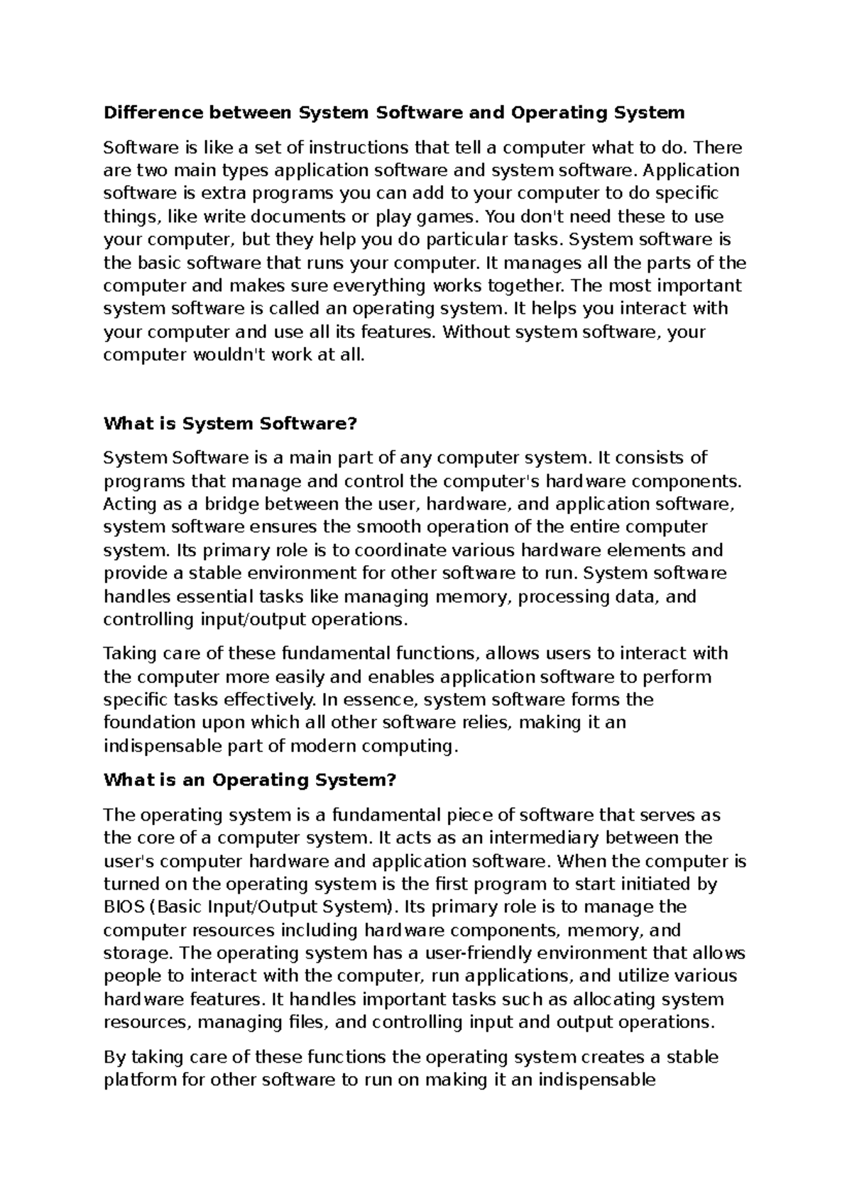 System Software vs Operating System: Key Differences Explained - Studocu