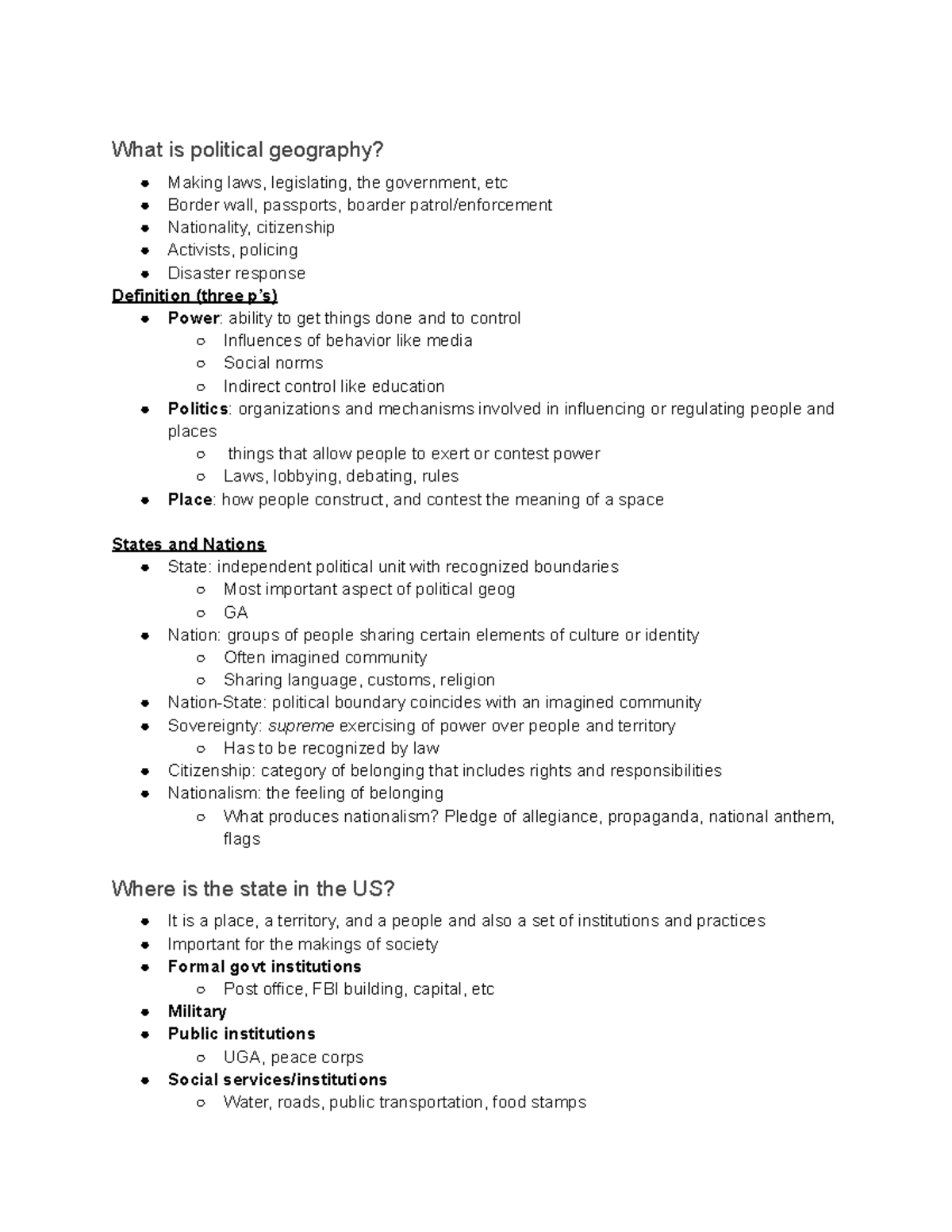 Political geography - Lecture Notes Part 1 - What is political ...